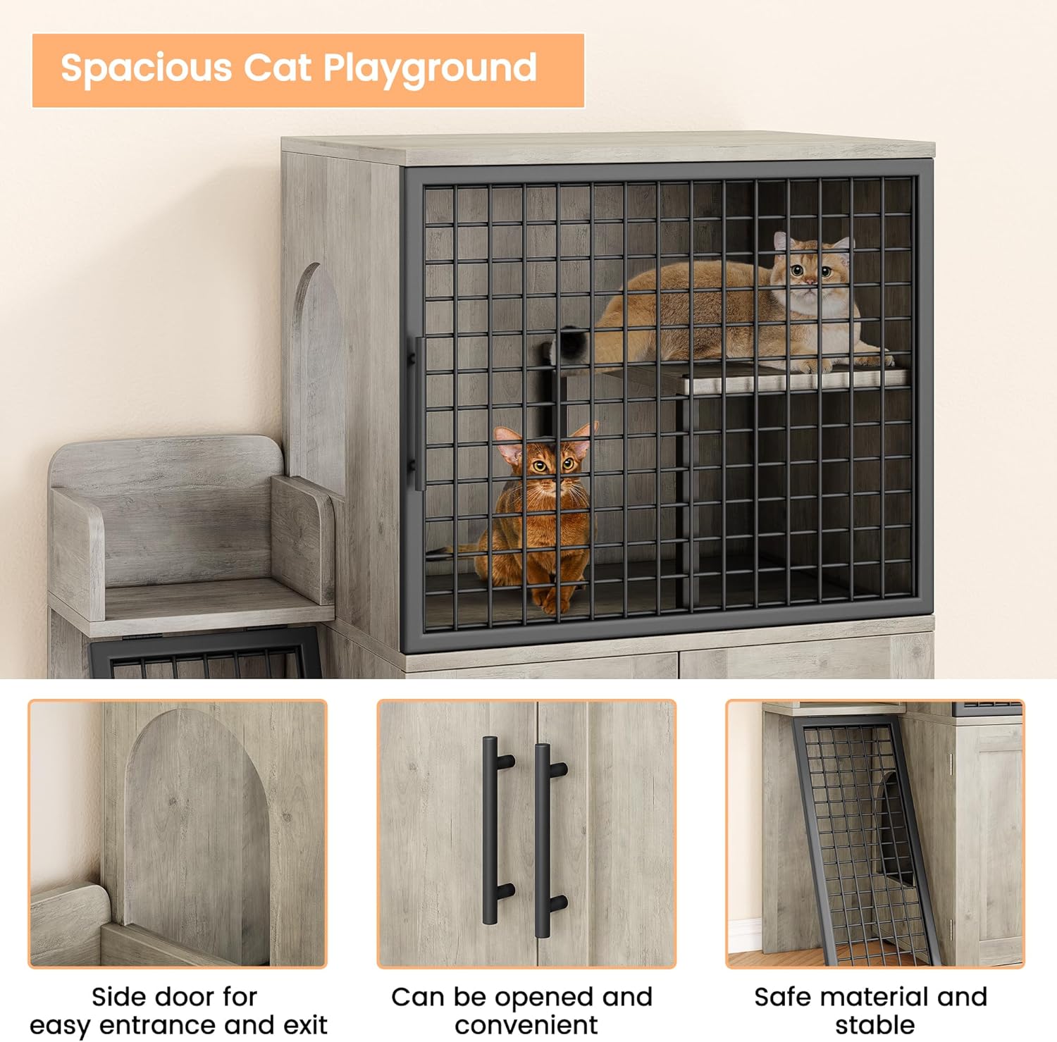 Qeetex Modern Cat Litter Box Enclosure Dual Layer Hidden Cat Washroom ...