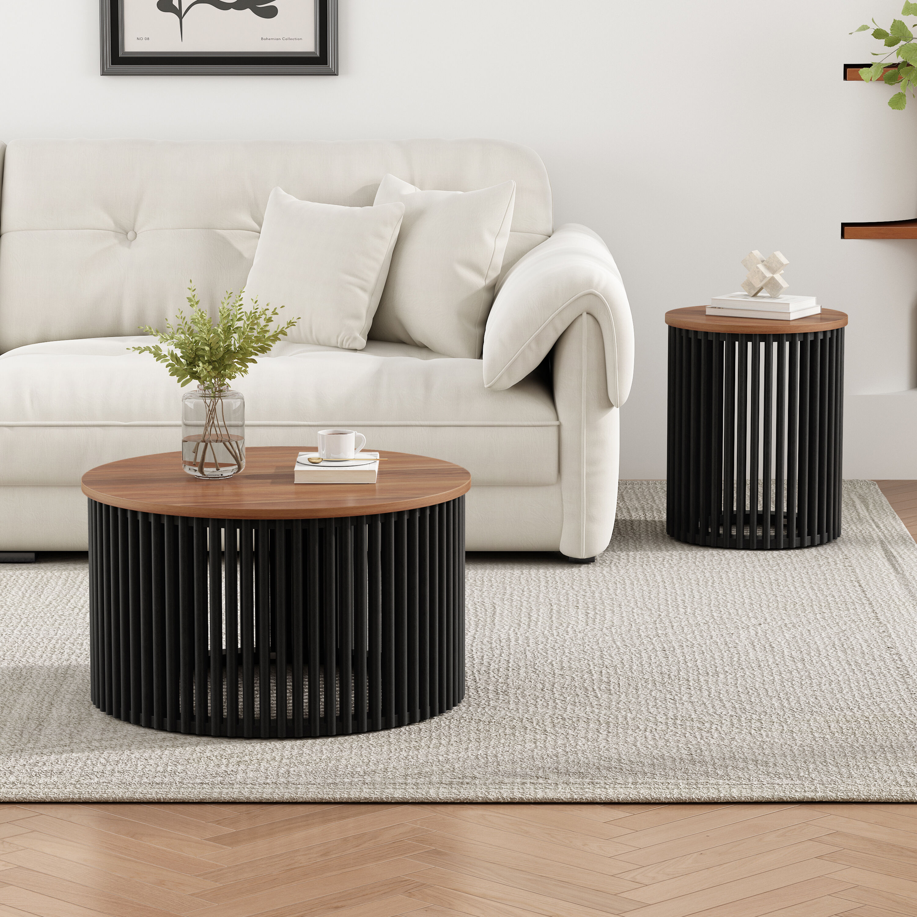 Christopher Knight Home Taylor Acacia Wood Table Set with Round Coffee ...