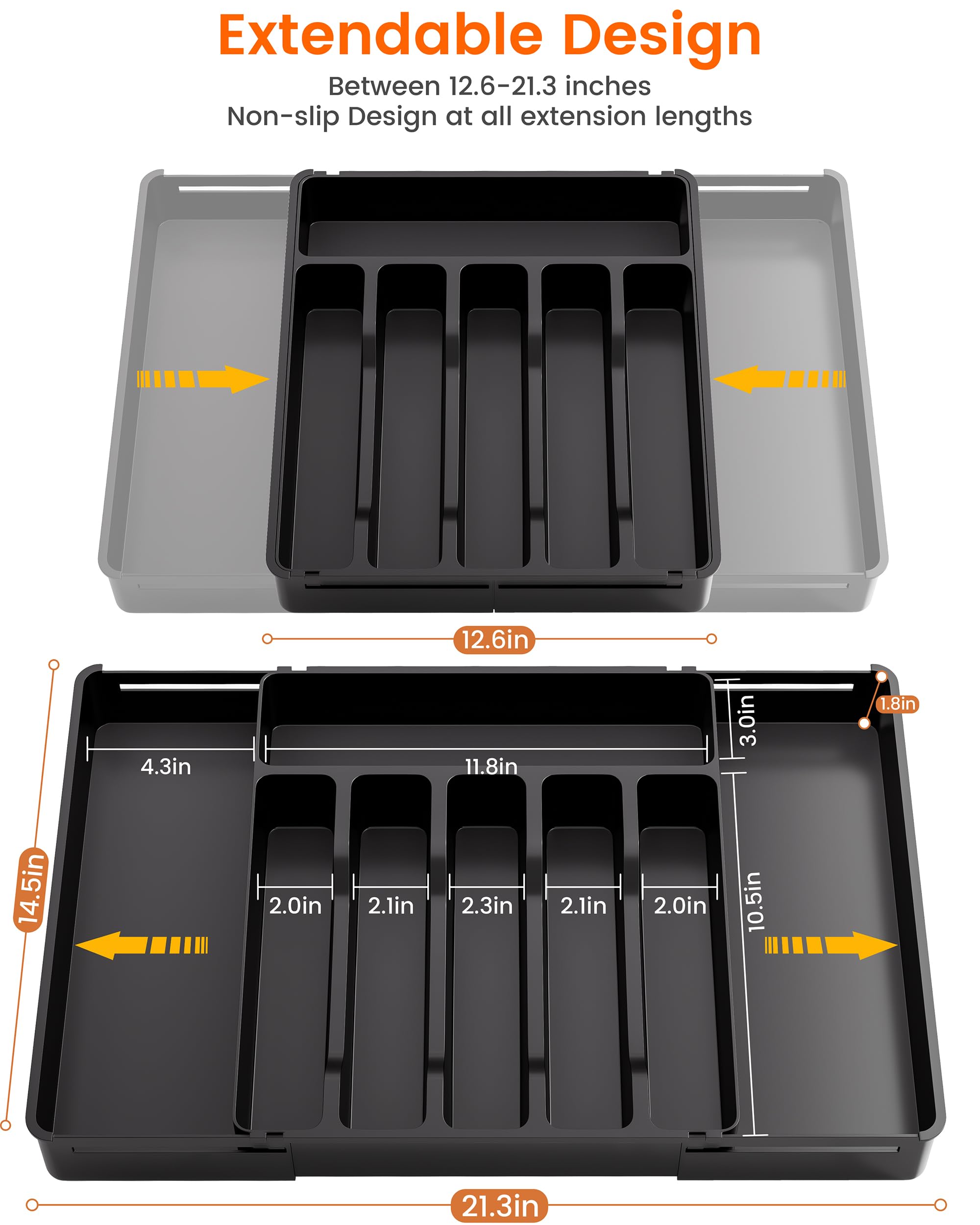 Aoibox Large Expandable Silverware Drawer Organizer Tray Food Grade PET ...