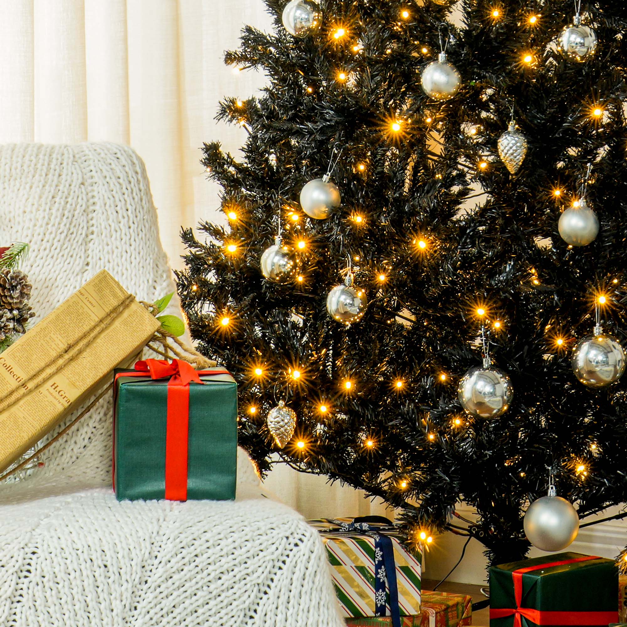 GDFStudio 7.5ft Tall Prelit Christmas Tree Douglas Fir Artificial ...