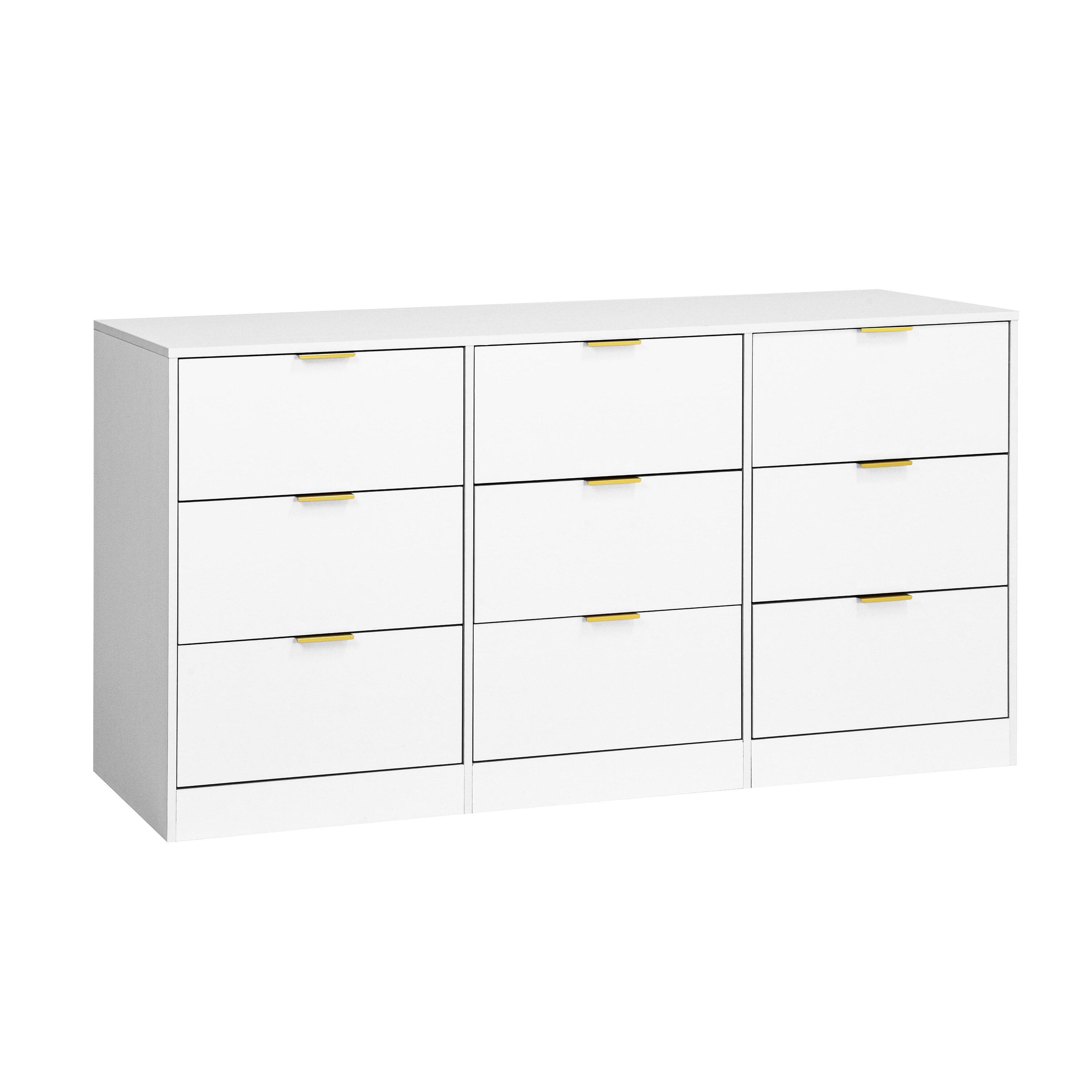 Etokfoks White 9 Drawer Dresser 63 Inch Large Deep Chest of Drawers ...