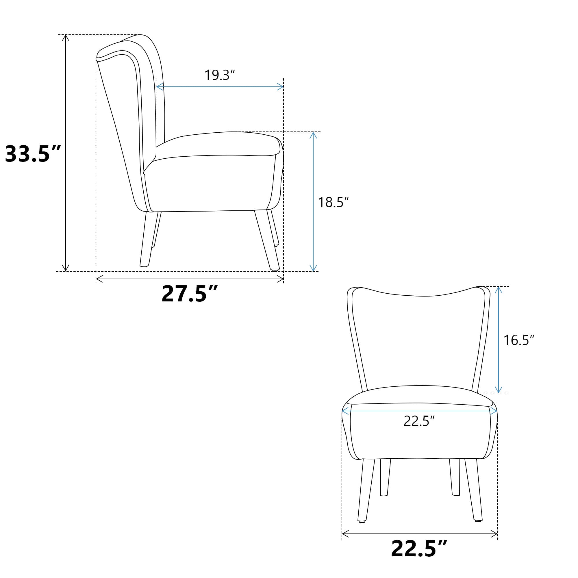 Qeetex Living Room Chairs Armless Accent Chair with Rubber Wooden Legs ...