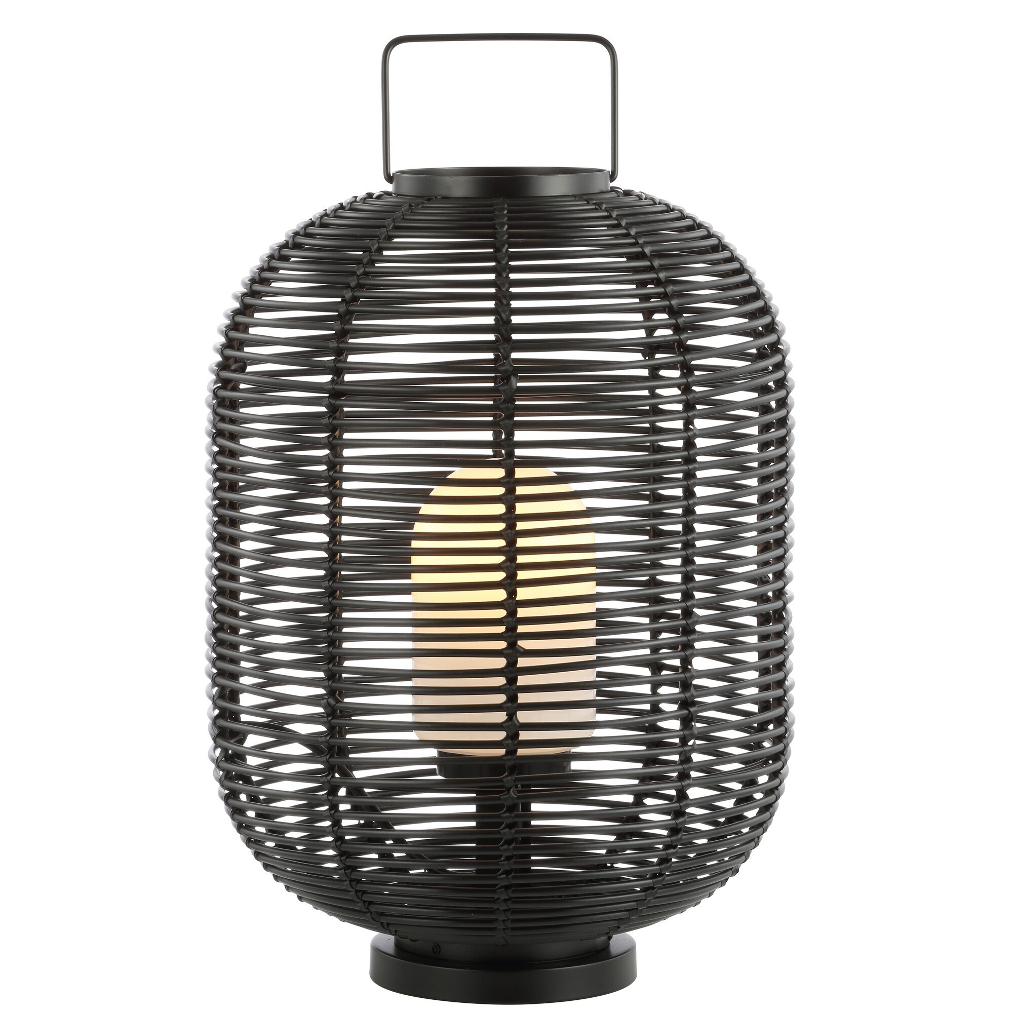 JONATHAN Y Kandella 26.7-in. Outdoor Woven Oval Asian LED Lantern ...