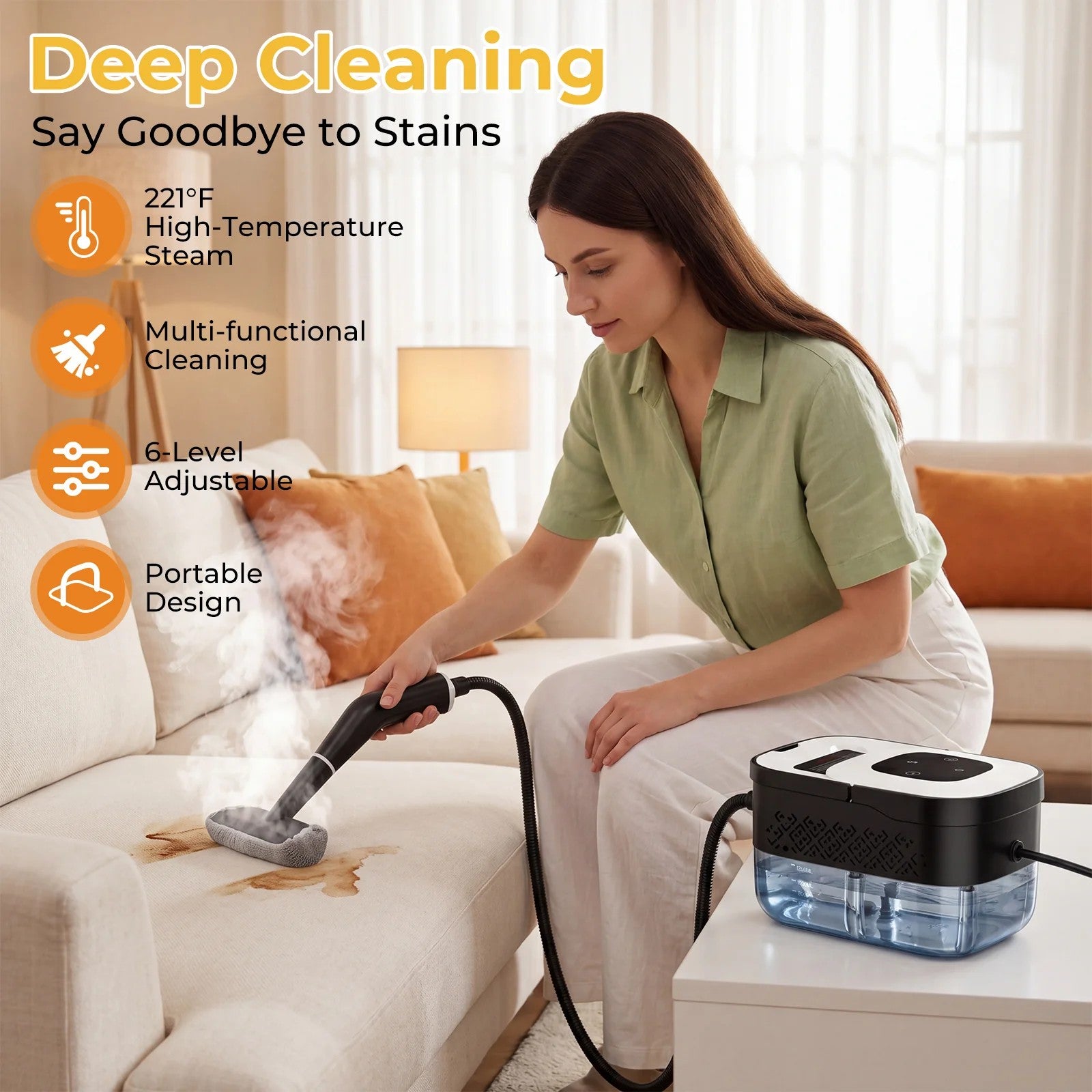 ToLife Handheld Steam Cleaner with Fast Heat Up and Adjustable Settings ...