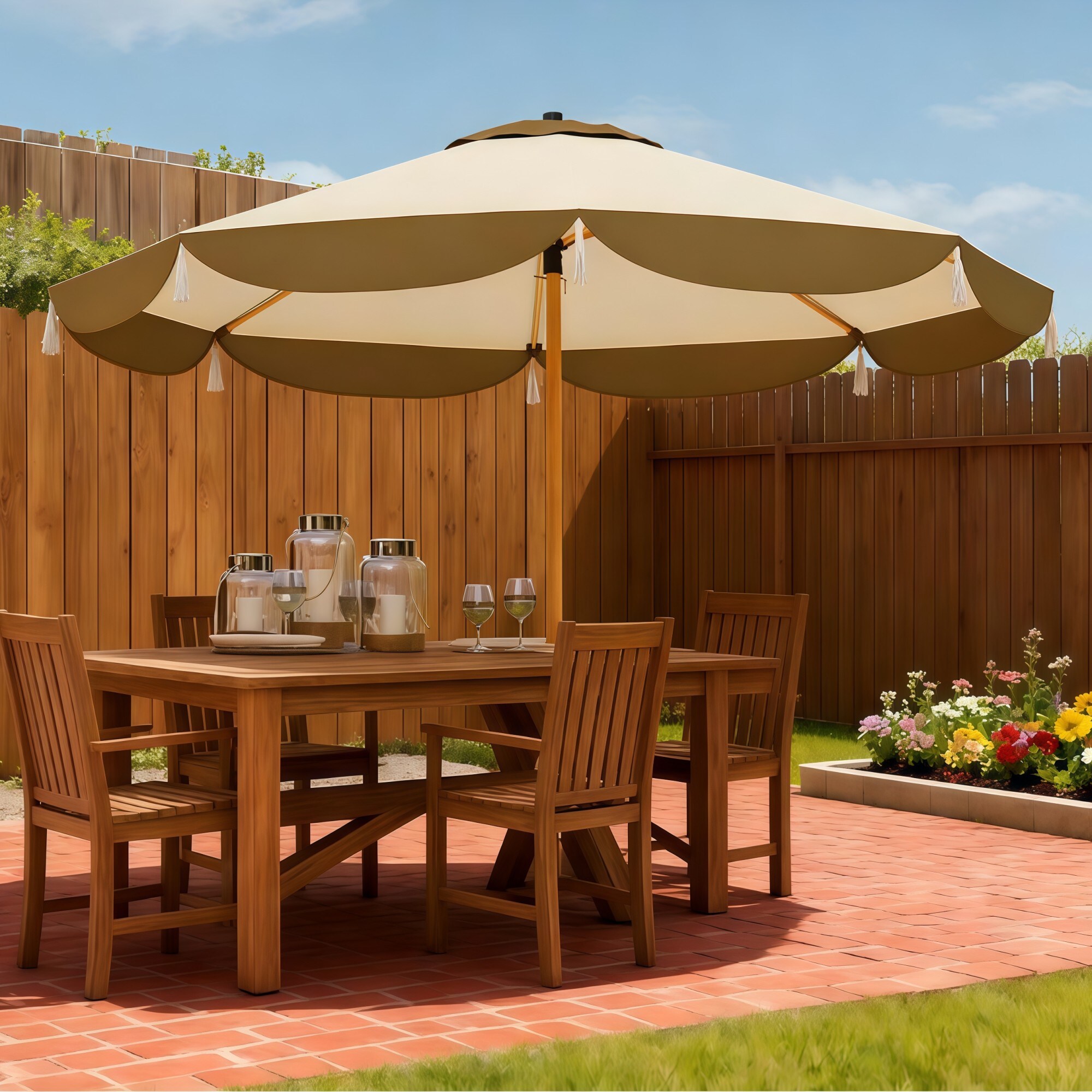 Numhew 104.7in W 92.1in H 8-Rib Vented Cream White Patio Table Umbrella ...