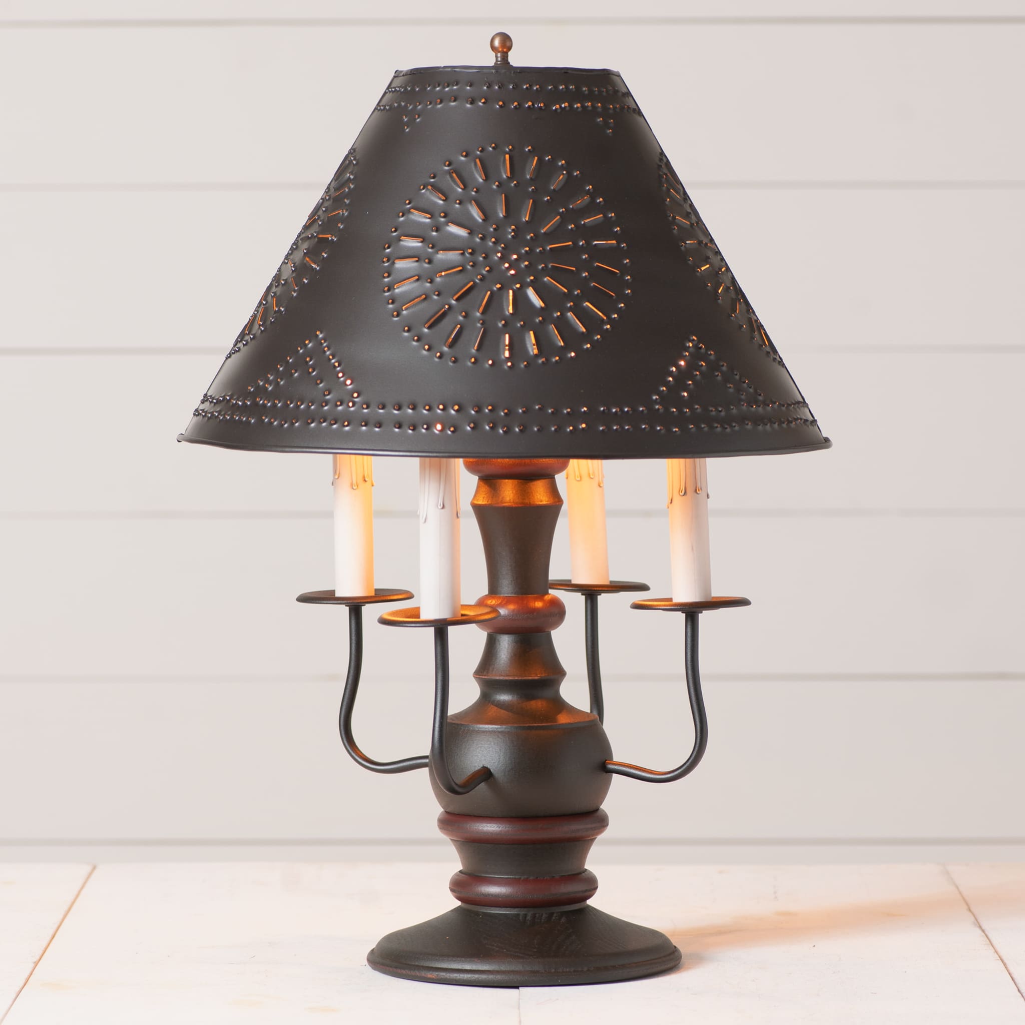 Irvin's Tinware Cedar Creek Table Lamp - Black - Smokey Metal Shade in ...