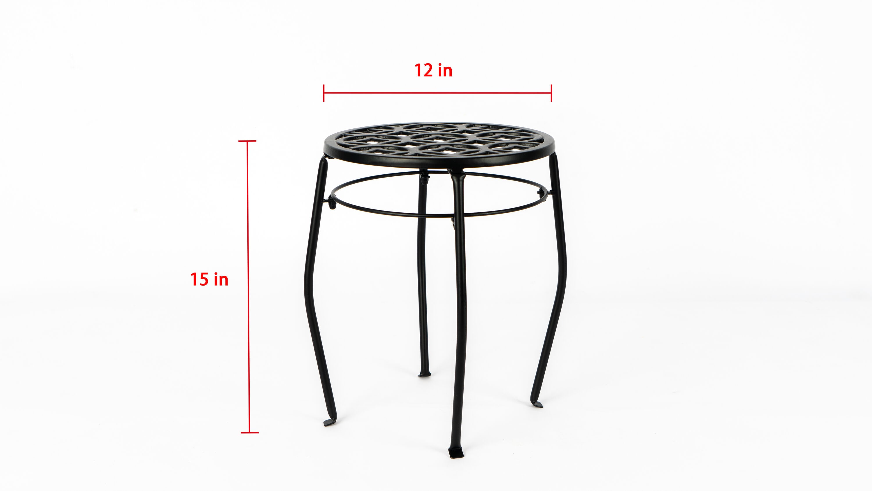 allen + roth 15-in H x 11.81-in W black Indoor/Outdoor Round Cast iron ...