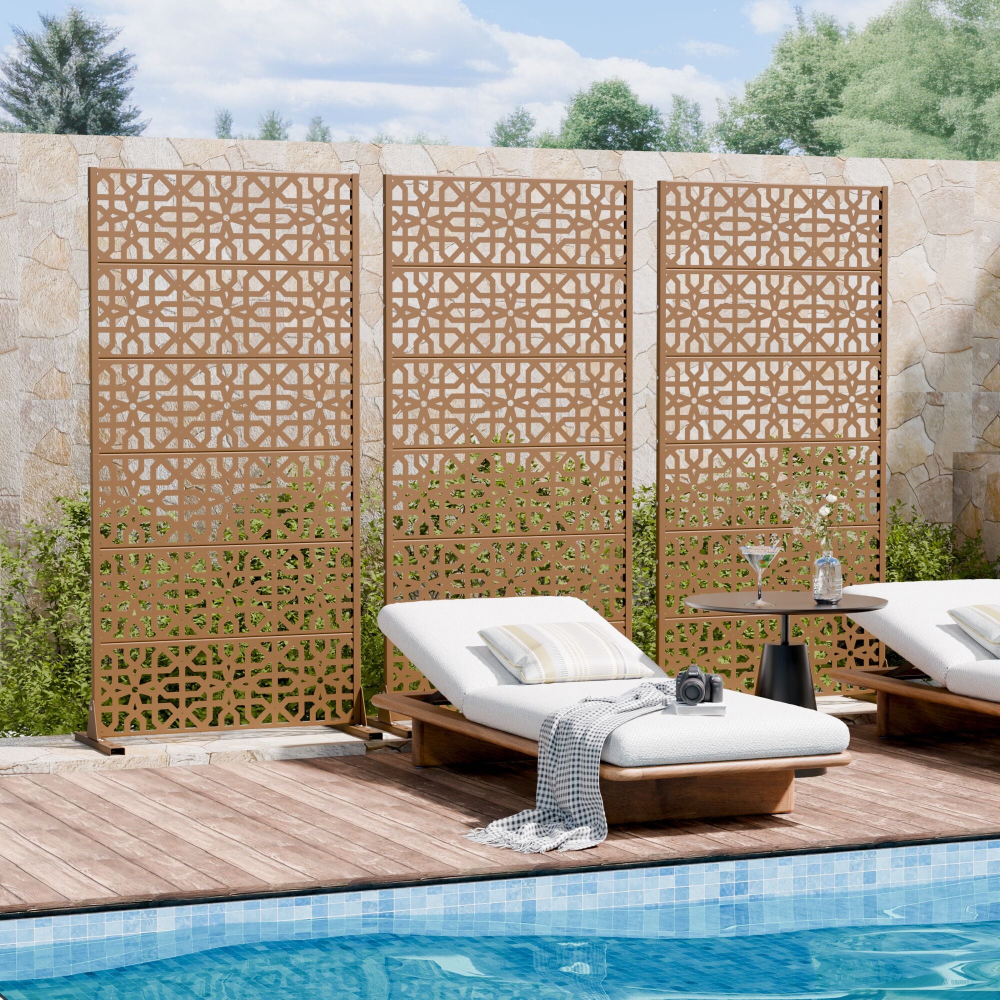 Dovelina 72-in H x 35-in W x 16-in D Metal Privacy Screen Fence Panel ...