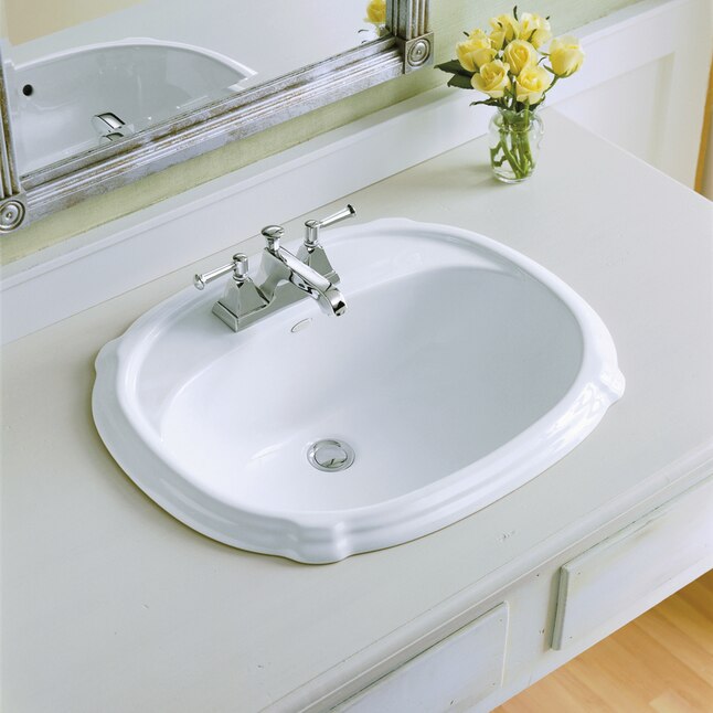 Kohler Portrait White Drop In Oval Traditional Bathroom Sink 22 625 In