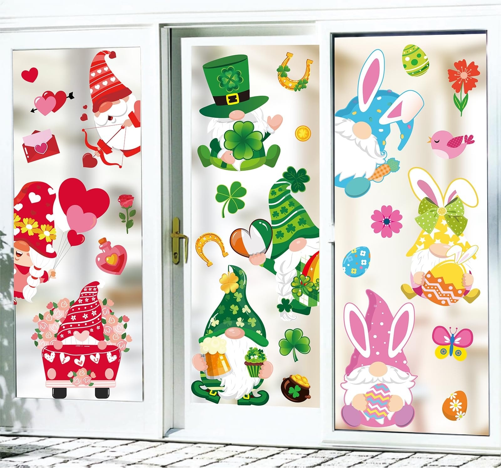 LAIFUCAM 9 Sheet Valentine Easter St Patricks Day Gnome Window Clings ...
