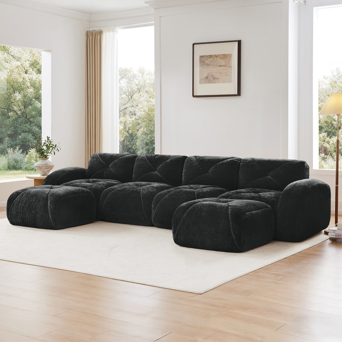 Streamdale Furniture Streamdale U-shaped Boneless Sofa Tufted 32D High ...