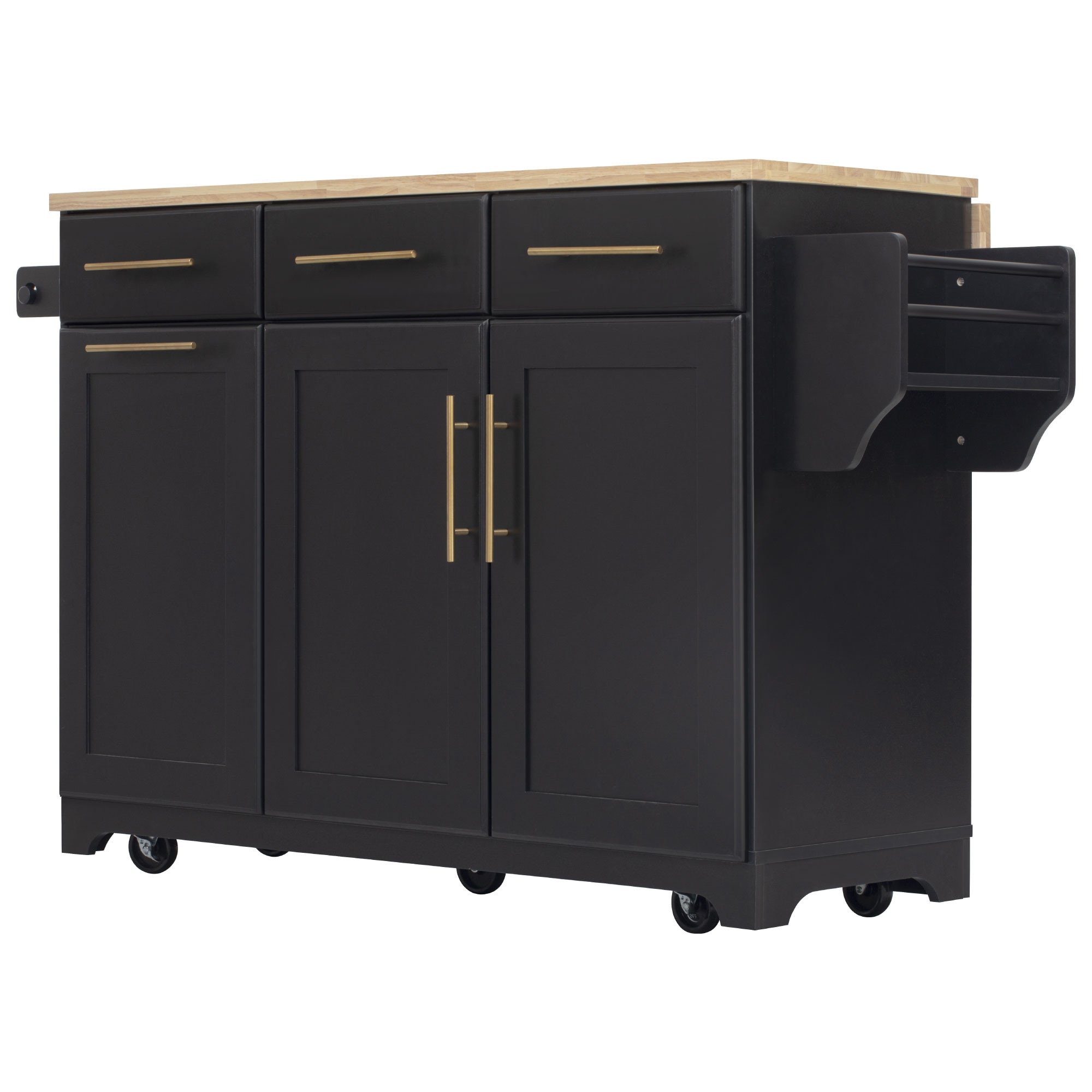 Fun Orange Black MDF Base with MDF Wood Top Rolling Kitchen Island ( 29 ...