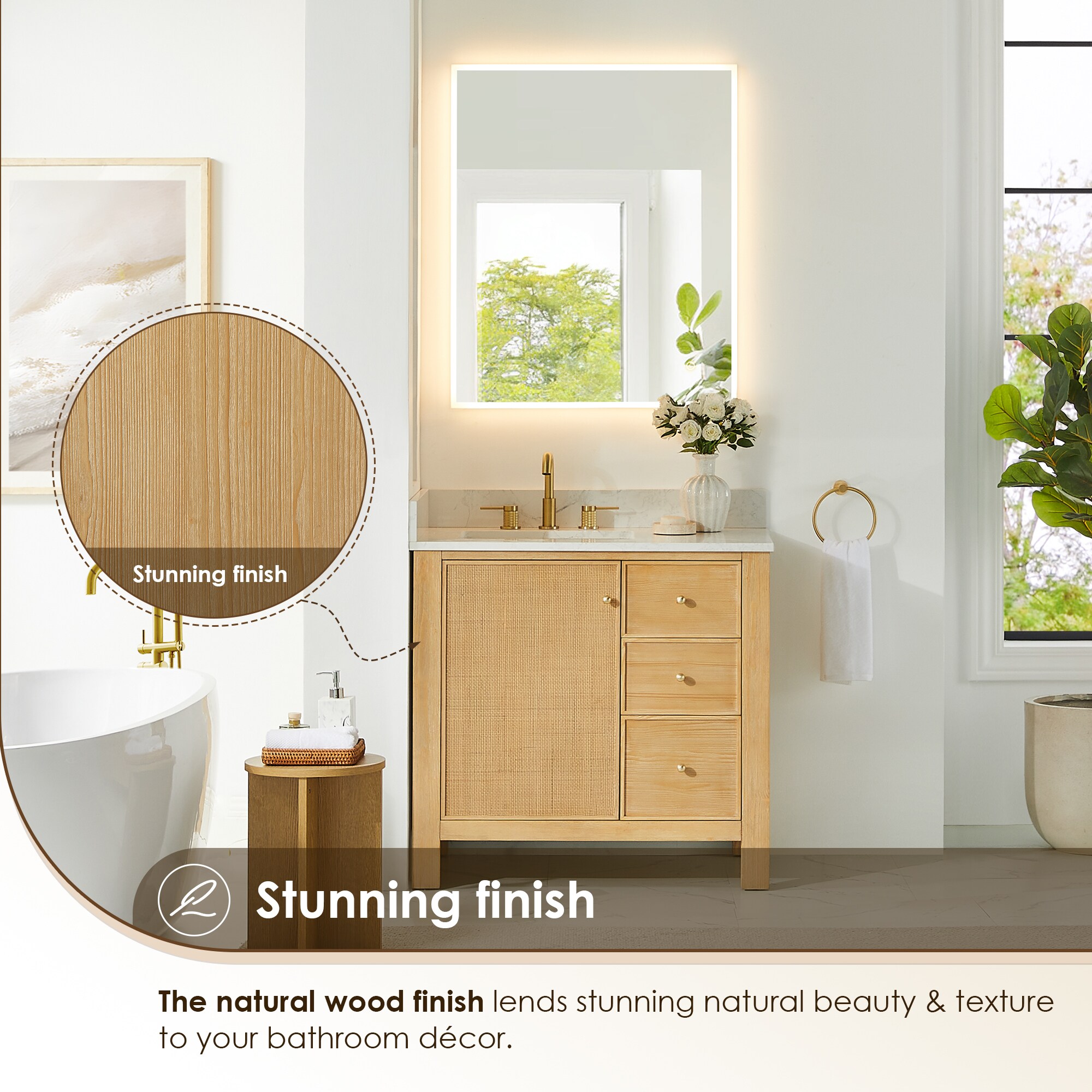 Altair Cedar 36-in Natural Wood Undermount Single Sink Bathroom Vanity ...