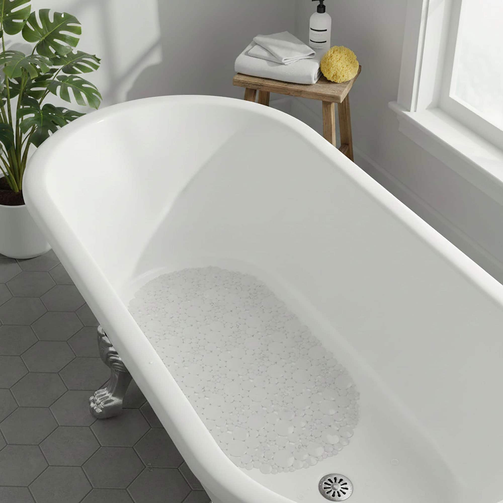 EVIDECO FRENCH HOME GOODS 15 x 28-in Bubbles Non-Slip Oval Bathtub Mat ...