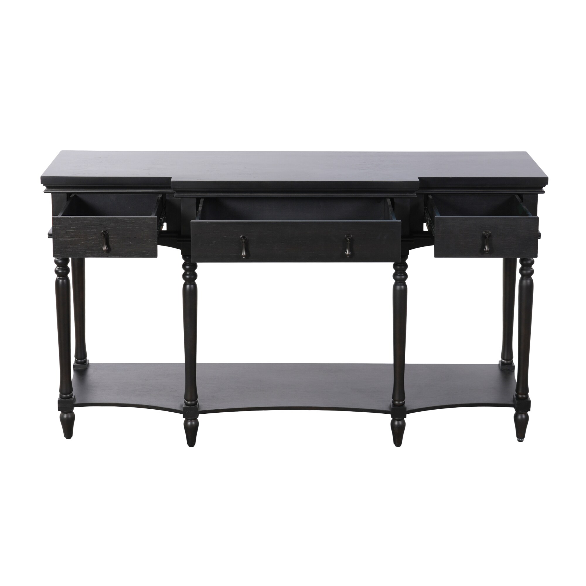 Tinyhomie Traditional Retro Console Table with 3 Soft Close Drawers and ...
