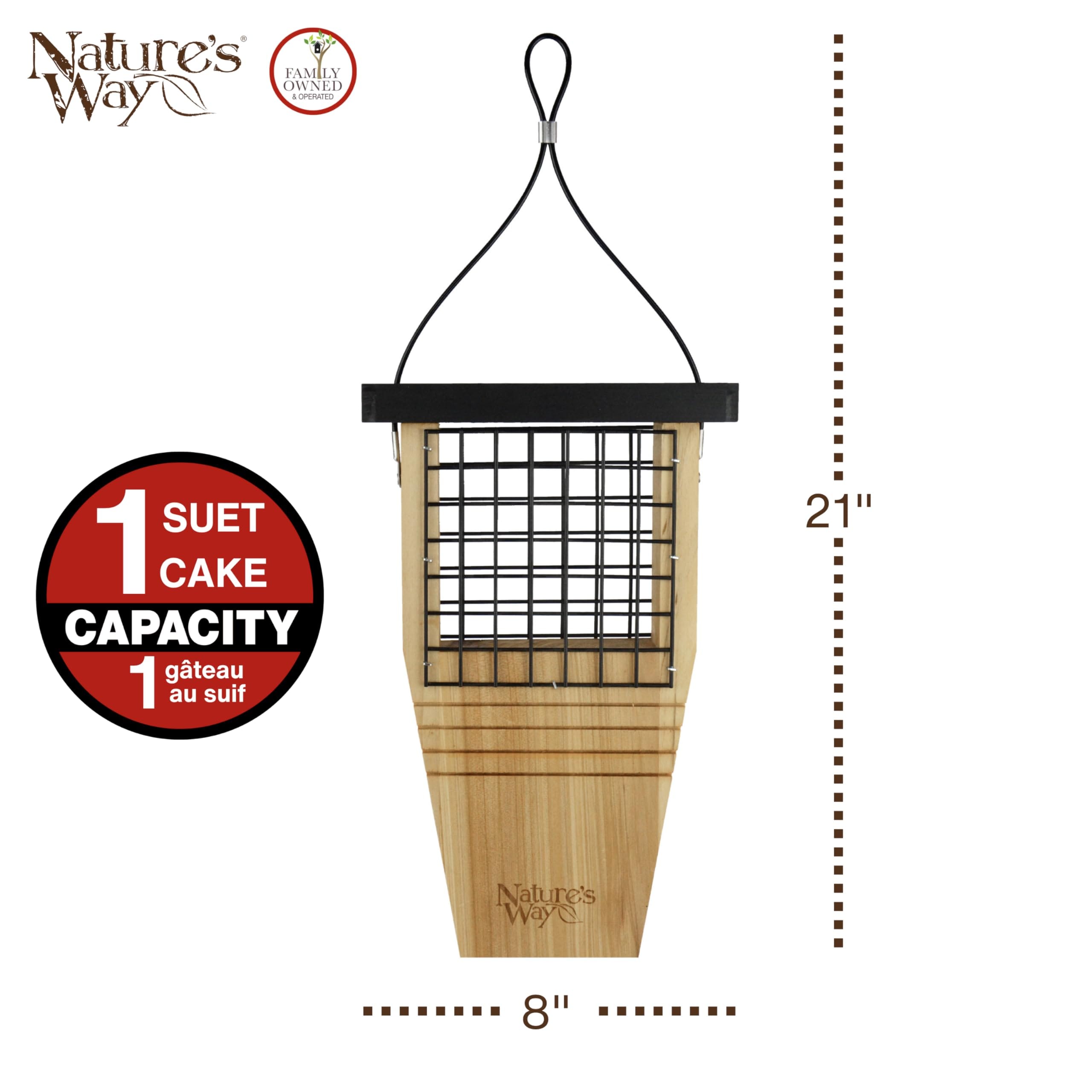 Nature's Way Bird Products CWF1 Tail-prop Suet Bird Feeder 12 H x 7.875 ...