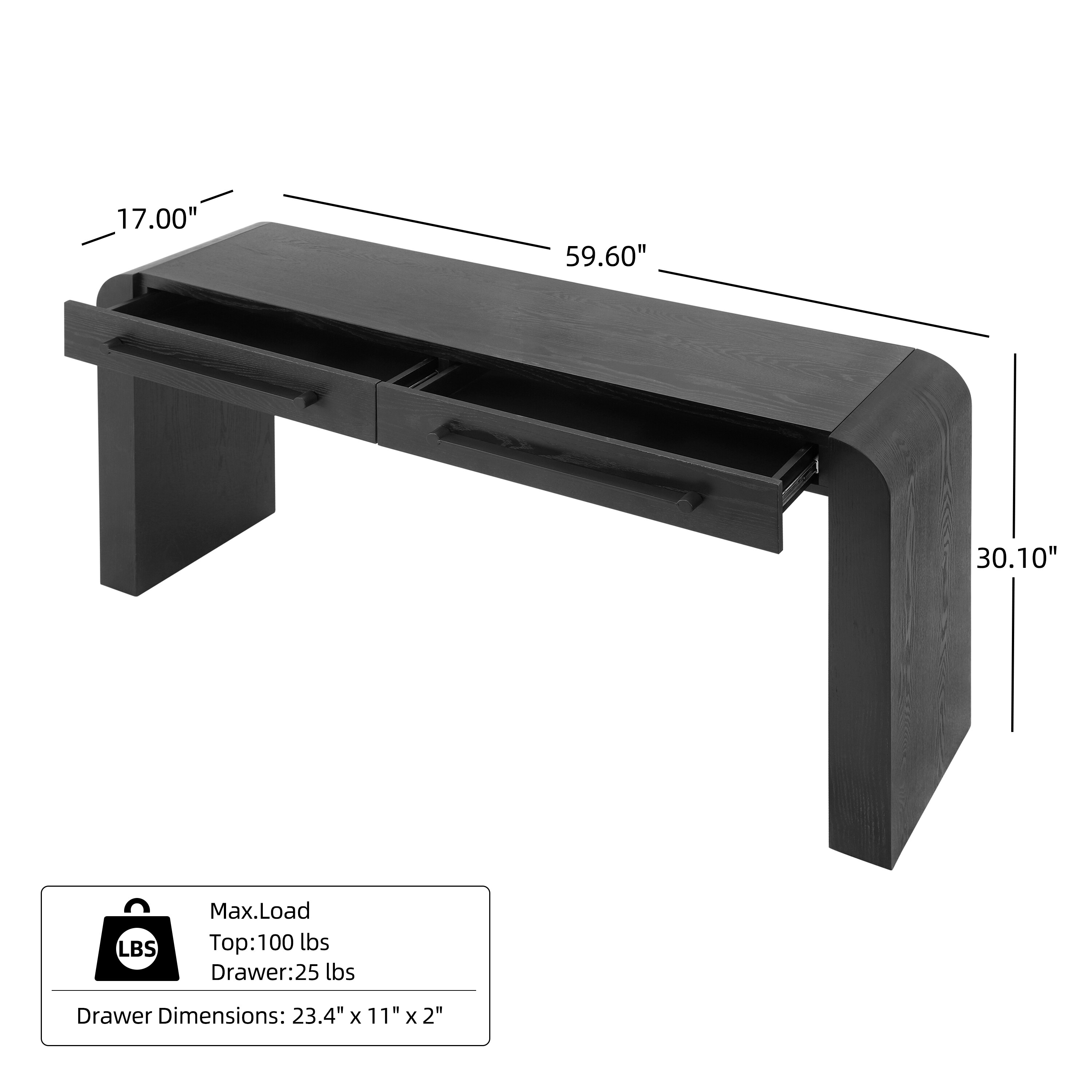 Christopher Knight Home Poppy Black Modern Ash Veneer Console Table ...