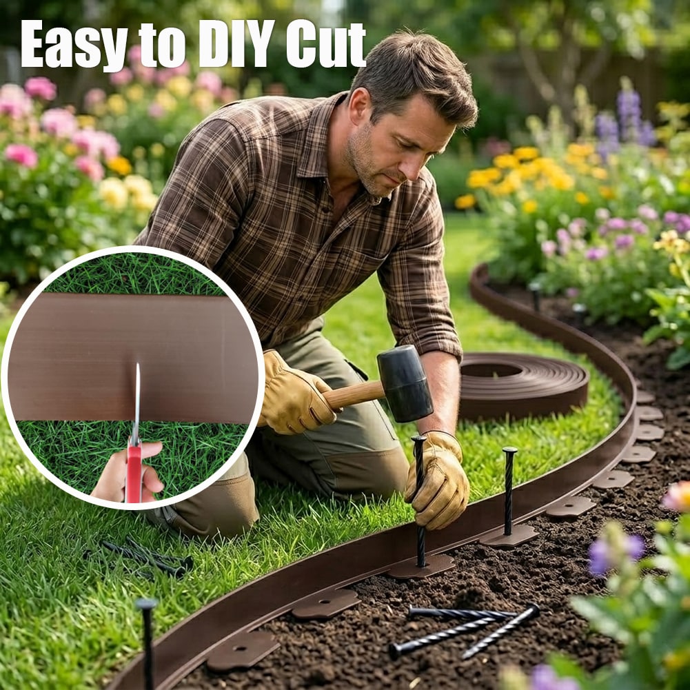 LITA 33-ft x 2-in Brown Plastic Landscape edging roll with stakes in ...