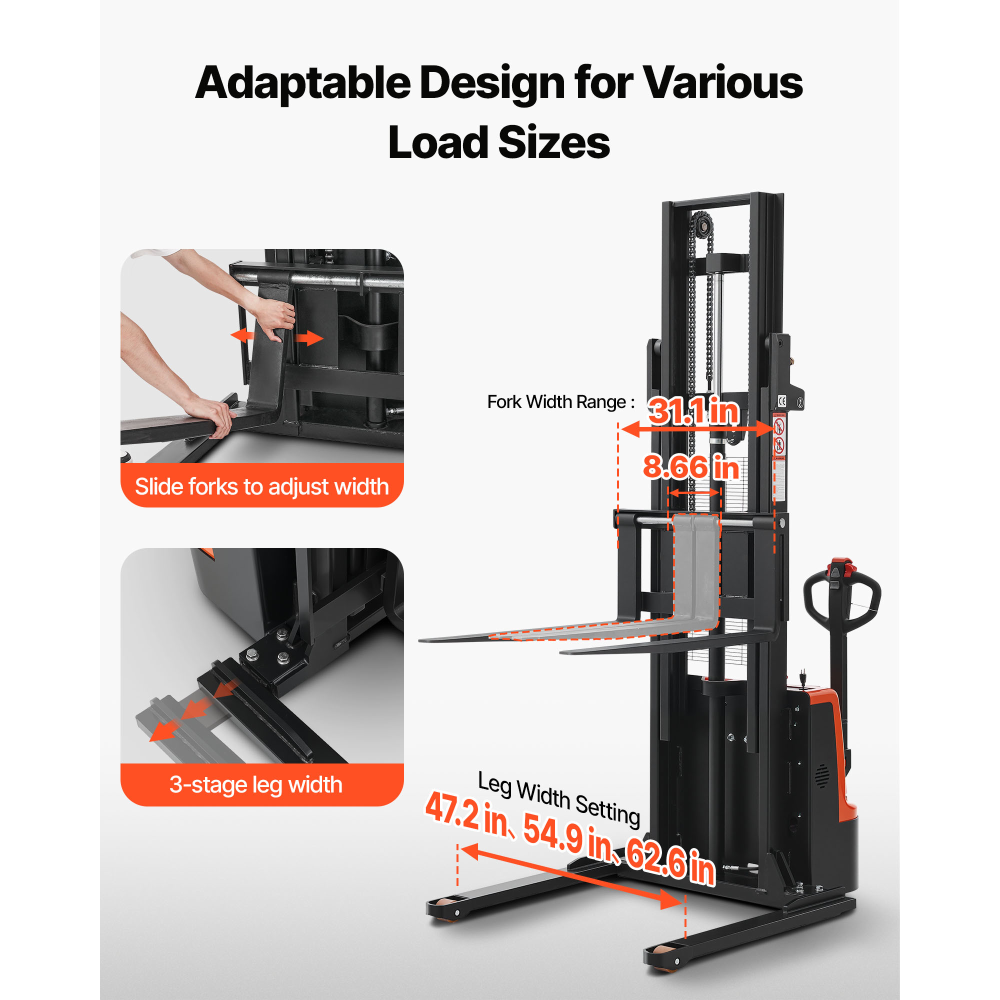 VEVOR Full Electric Pallet Stacker 3300 lbs Capacity Pallet Lift ...