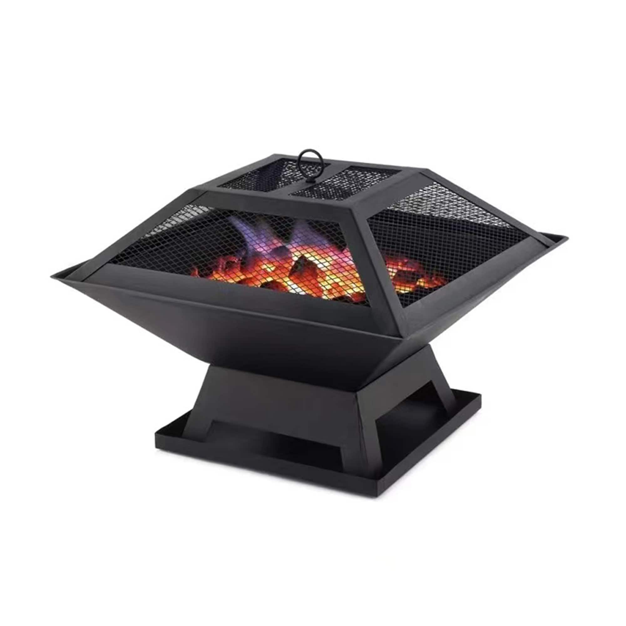SINOFURN 19-in W Iron Square Portable Wood-Burning Fire Pit in the Wood ...
