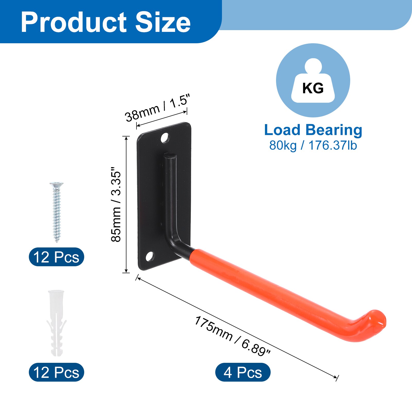 Unique Bargains 4 Pcs 6.89 Inch Long Garage Hooks Heavy Duty Slat Wall ...