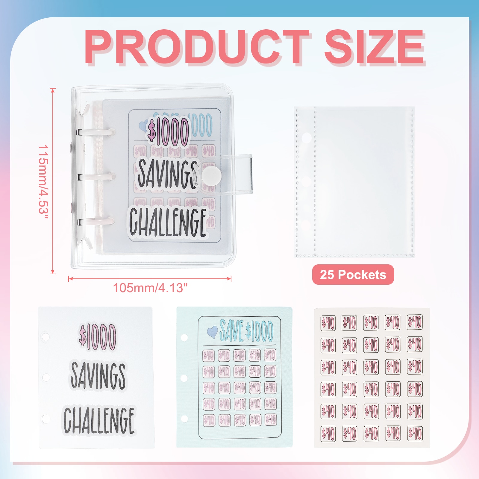 PATIKIL 1000 USD Savings Challenges Book Money Saving Binder with 25 ...