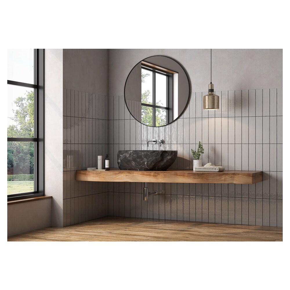 Roca Gray/Glossy 3-in x 12-in Glossy Ceramic Subway Wall Tile (12.64-sq ...