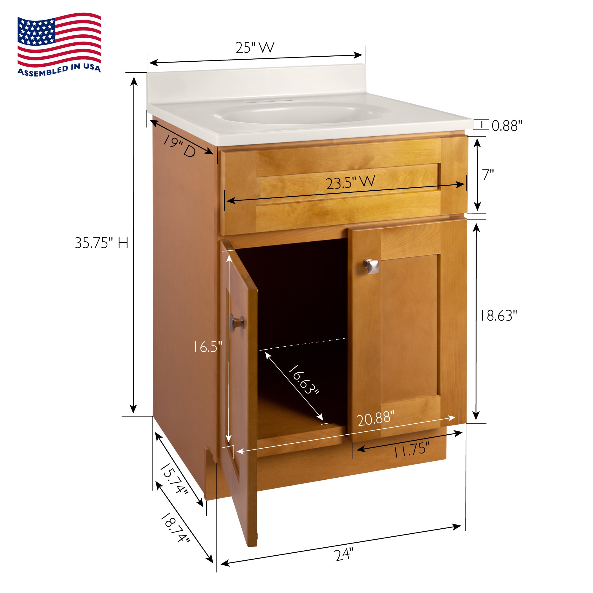 Design House Brookings 25-in Modern Birch Single Sink Bathroom Vanity ...