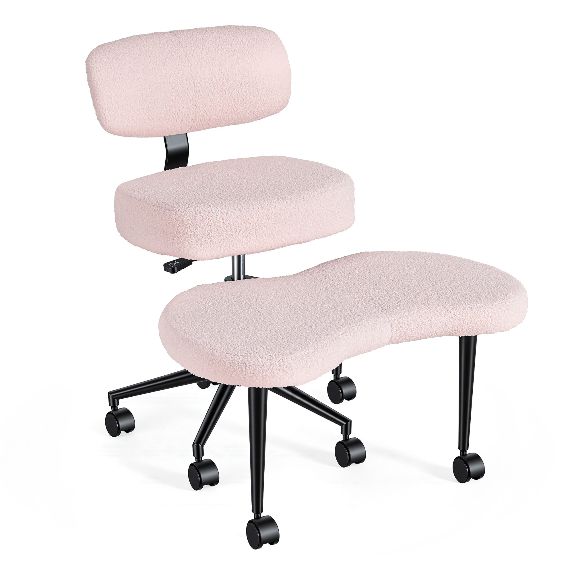 Sweetcrispy Pink Moden Ergonomic Adjustable Height Sherpa Swivel Cross ...