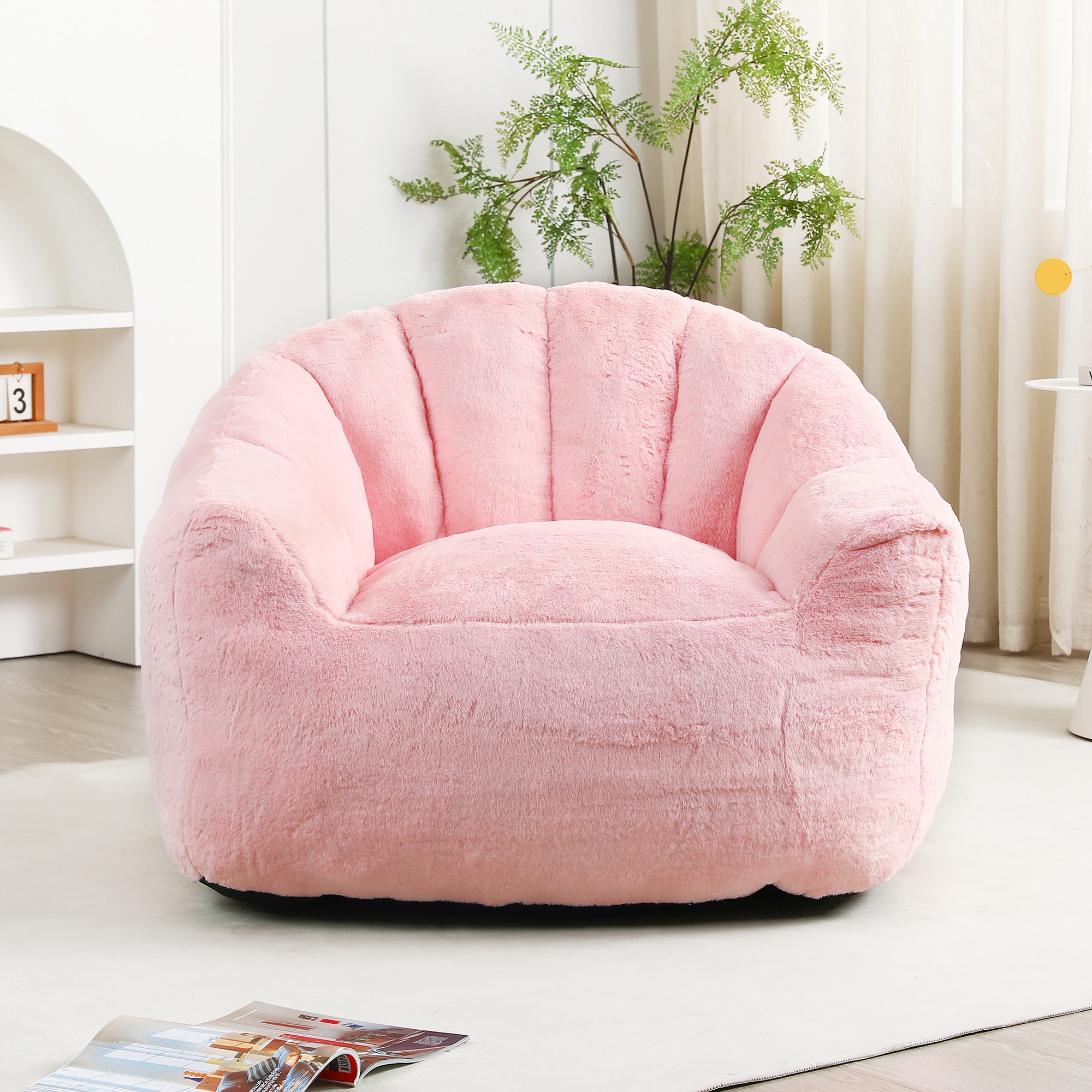 GDFStudio Levi Spacious 41 in. Modern Faux Fur Comfy Ergonomic Lazy ...