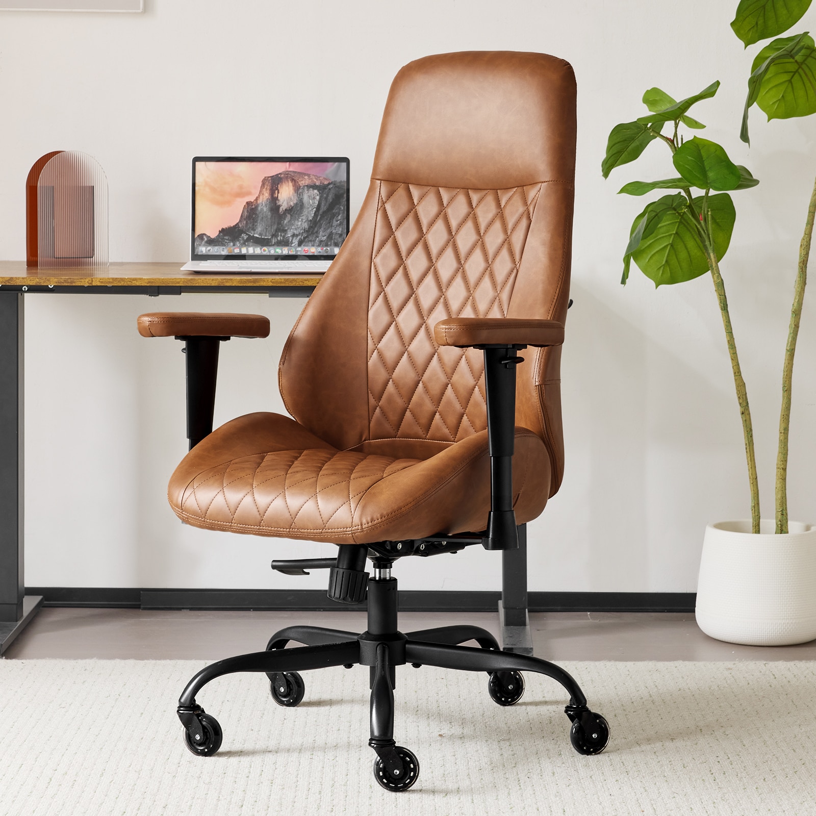 LUXEYARD Home Office Desk Chair High Back Office Rubber Casters ...