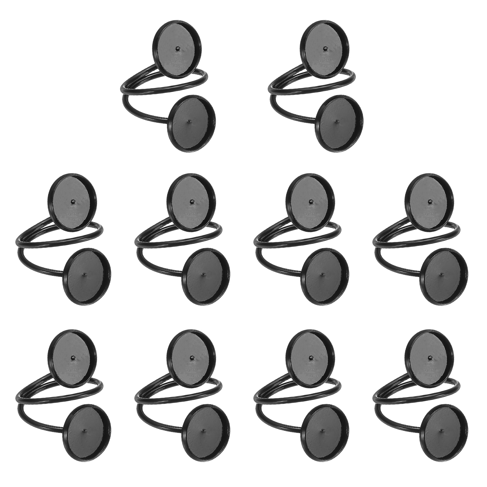 Unique Bargains 10pcs Ring Blank Adjustable Finger Ring Blank Base ...