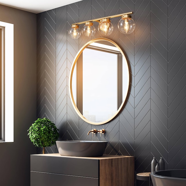 Uolfin 28-in 4 -Light Matte Gold Modern/contemporary Vanity light in ... Uolfin 28-in 4 -Light Matte Gold Modern/contemporary Vanity light in ...