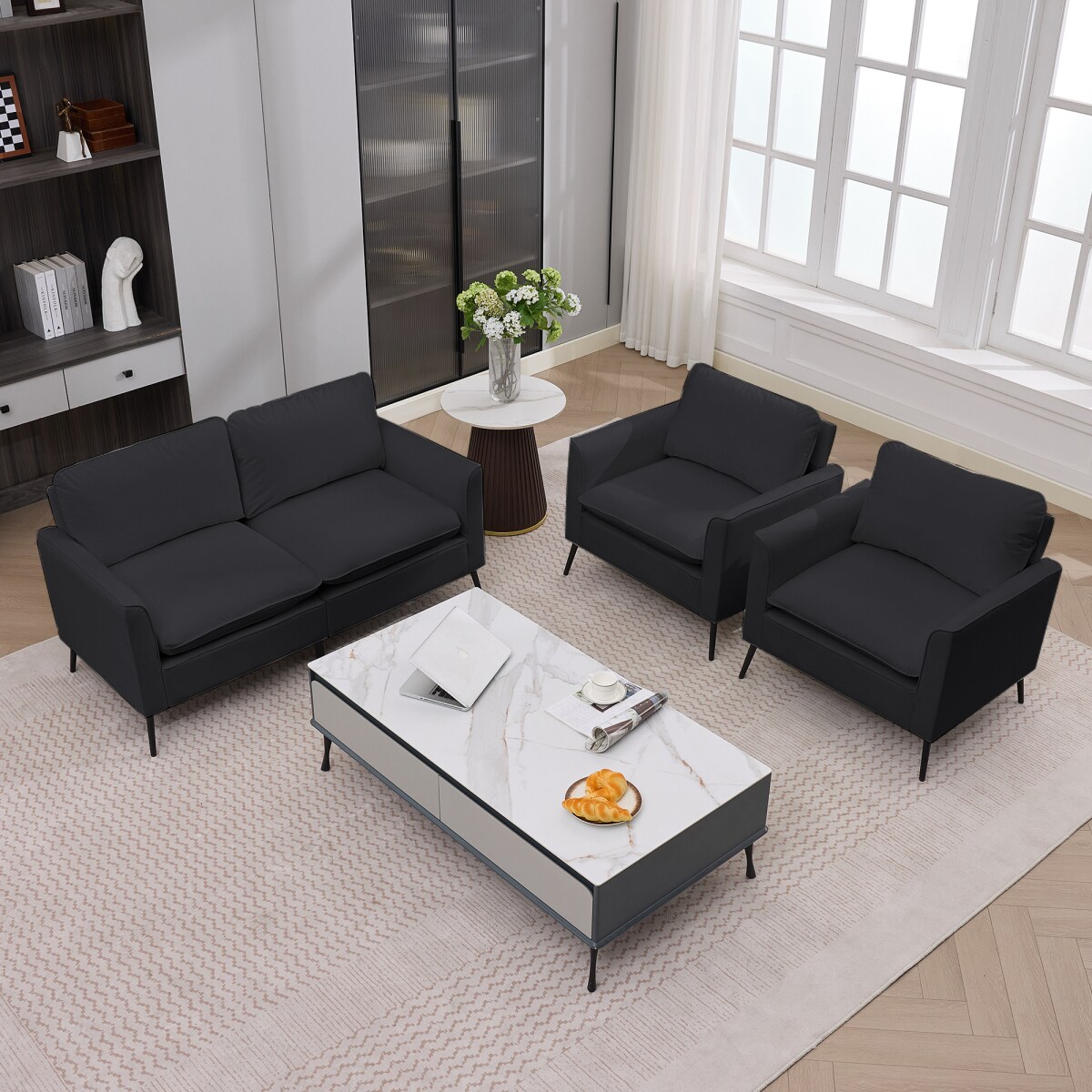 Streamdale Furniture Streamdale Nordic Retro Cat Paw Leather Loveseat ...