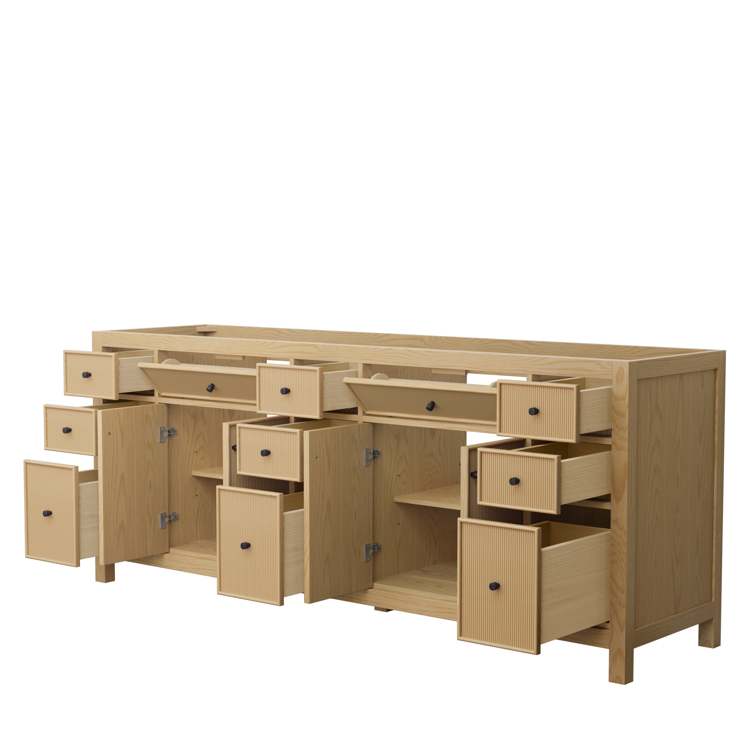 Wyndham Collection Pendry 84-in Tanned Oak with Matte Black Trim ...