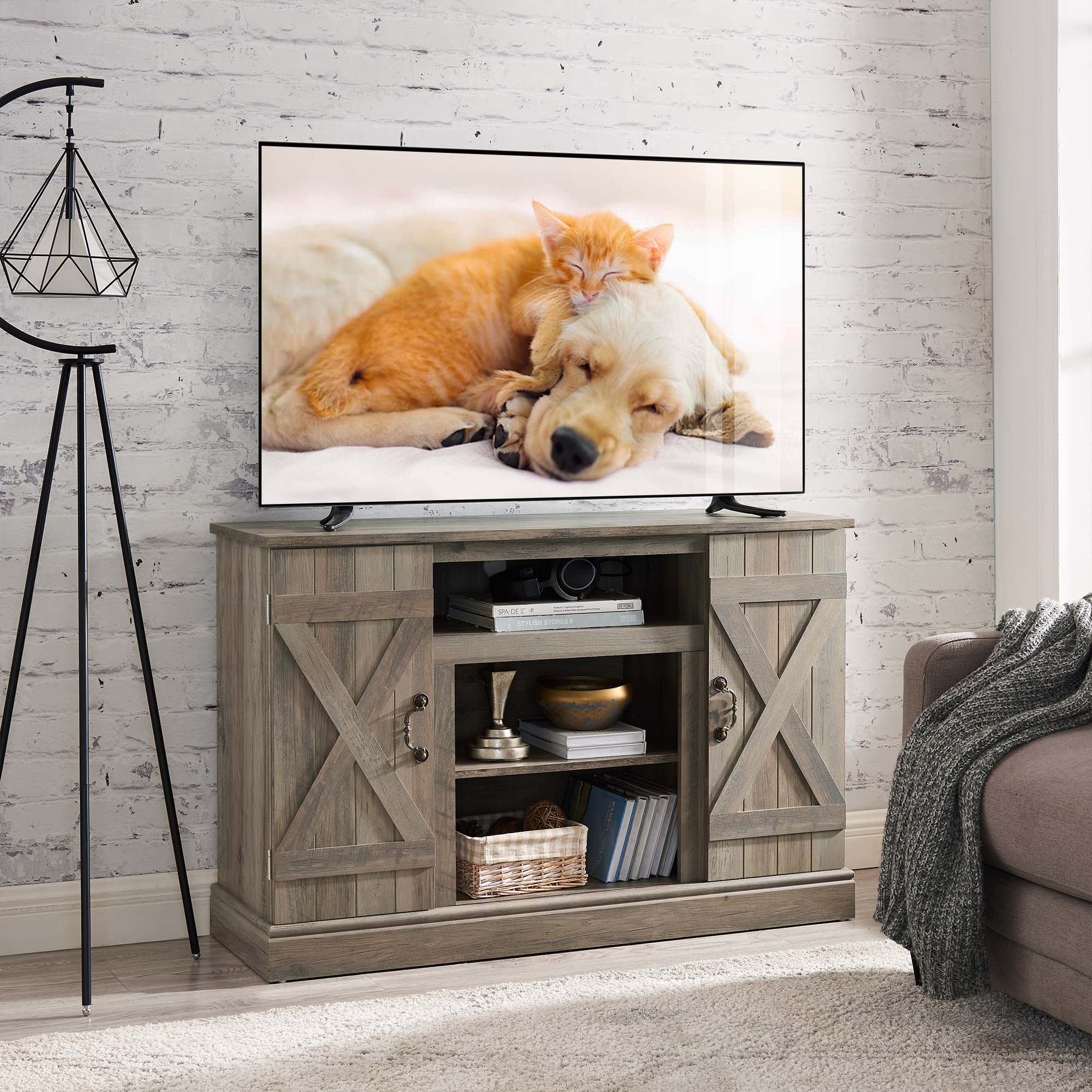 Sunrinx Farmhouse/Rustic Light Brown Tv Stand (Accommodates TVs up to ...
