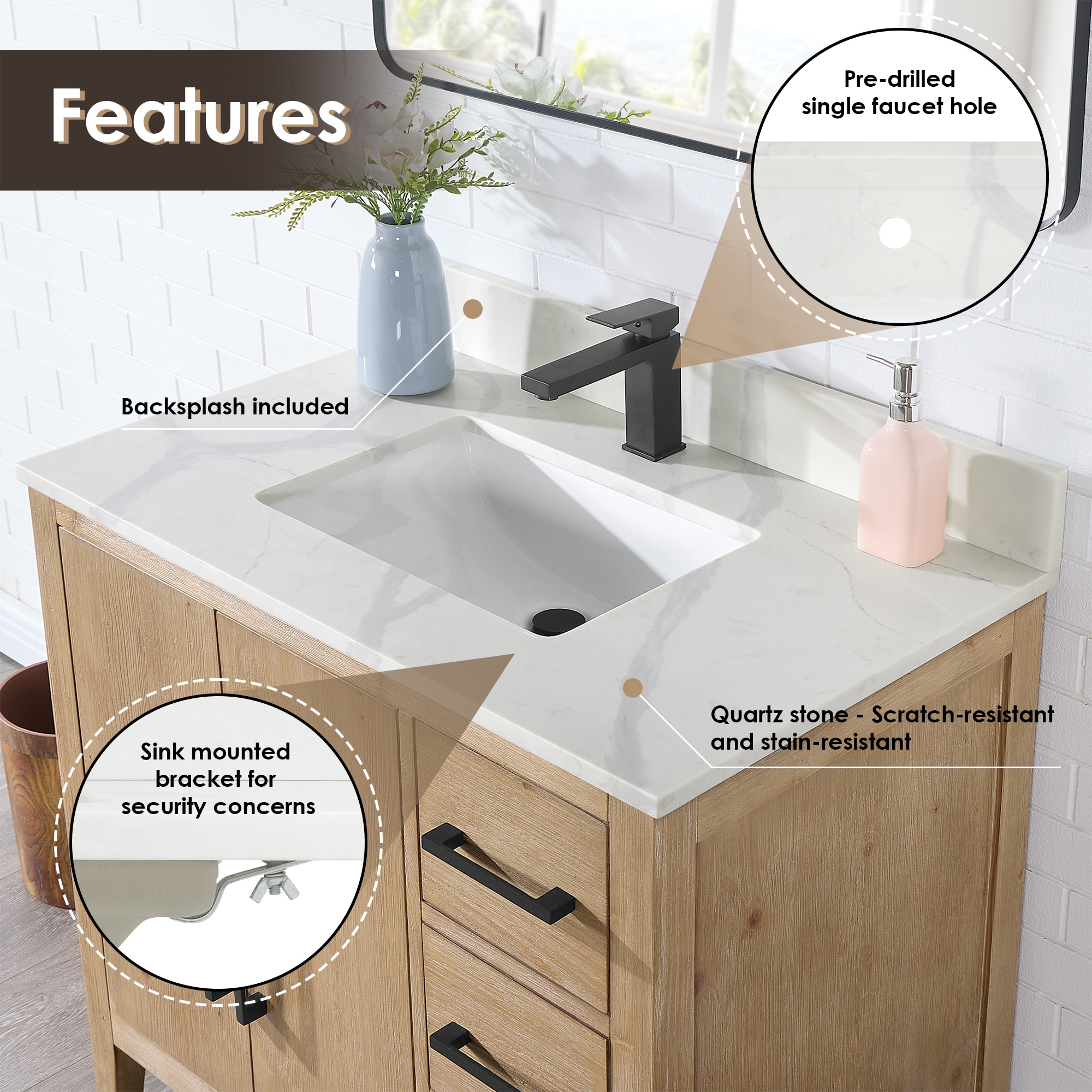 Altair Laurel 36-in Weathered Fir Undermount Single Sink Bathroom ...