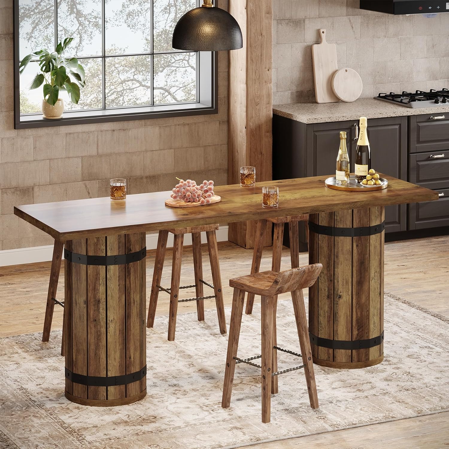 Tribesigns 70.9 inches Long Bar Table Counter Height Pub Table ...