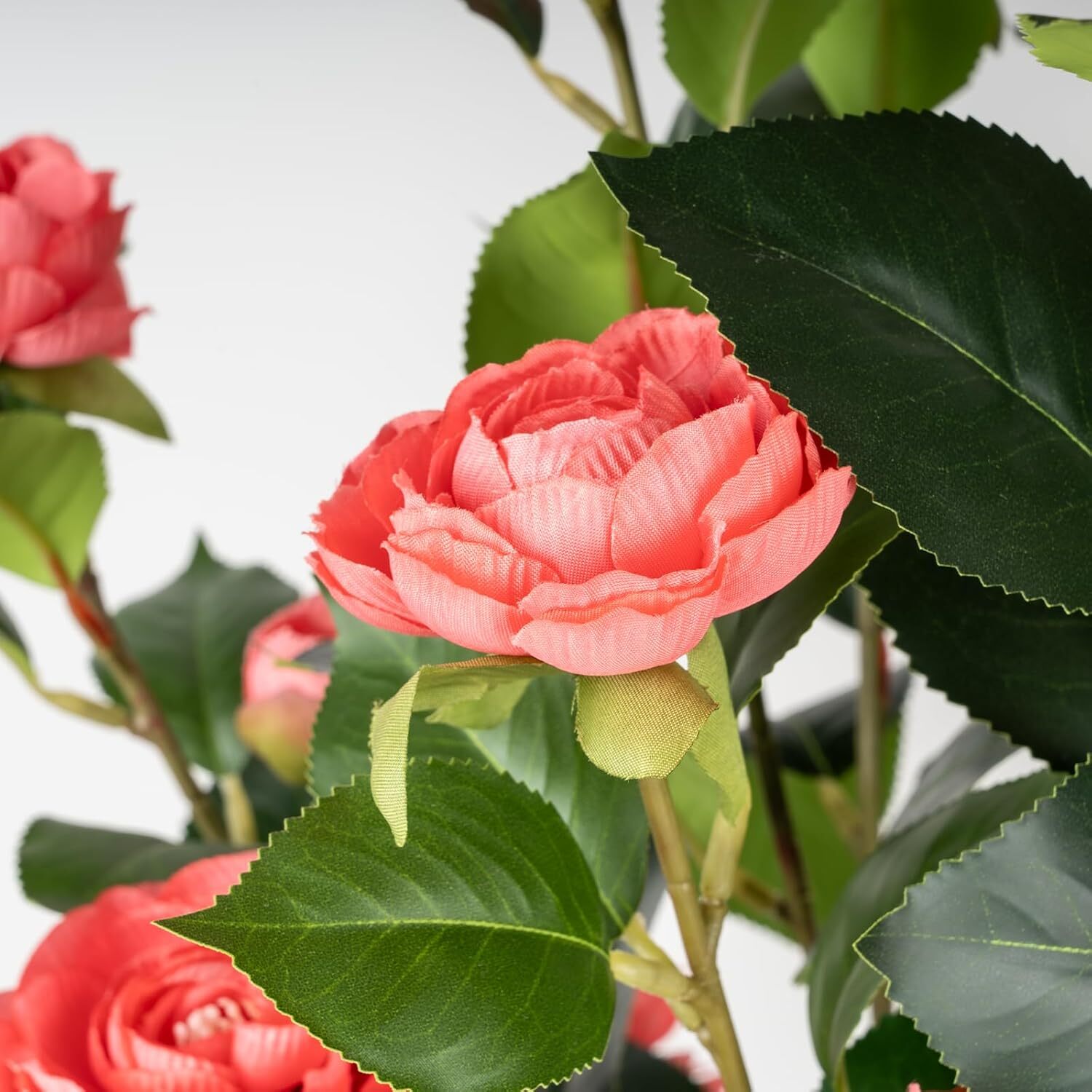 GarveeLife 4ft artificial camellia tree set of 2 fau+ potted flower ...