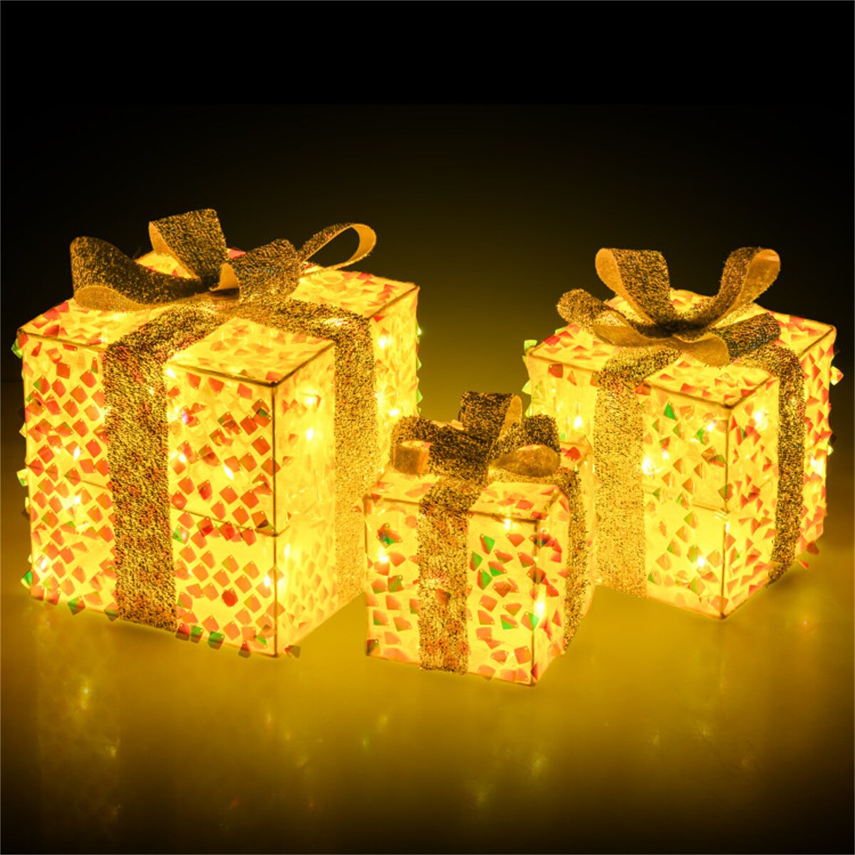Upsimples 3 Piece Christmas Gift Box Decorations with 90 Warm LED ...