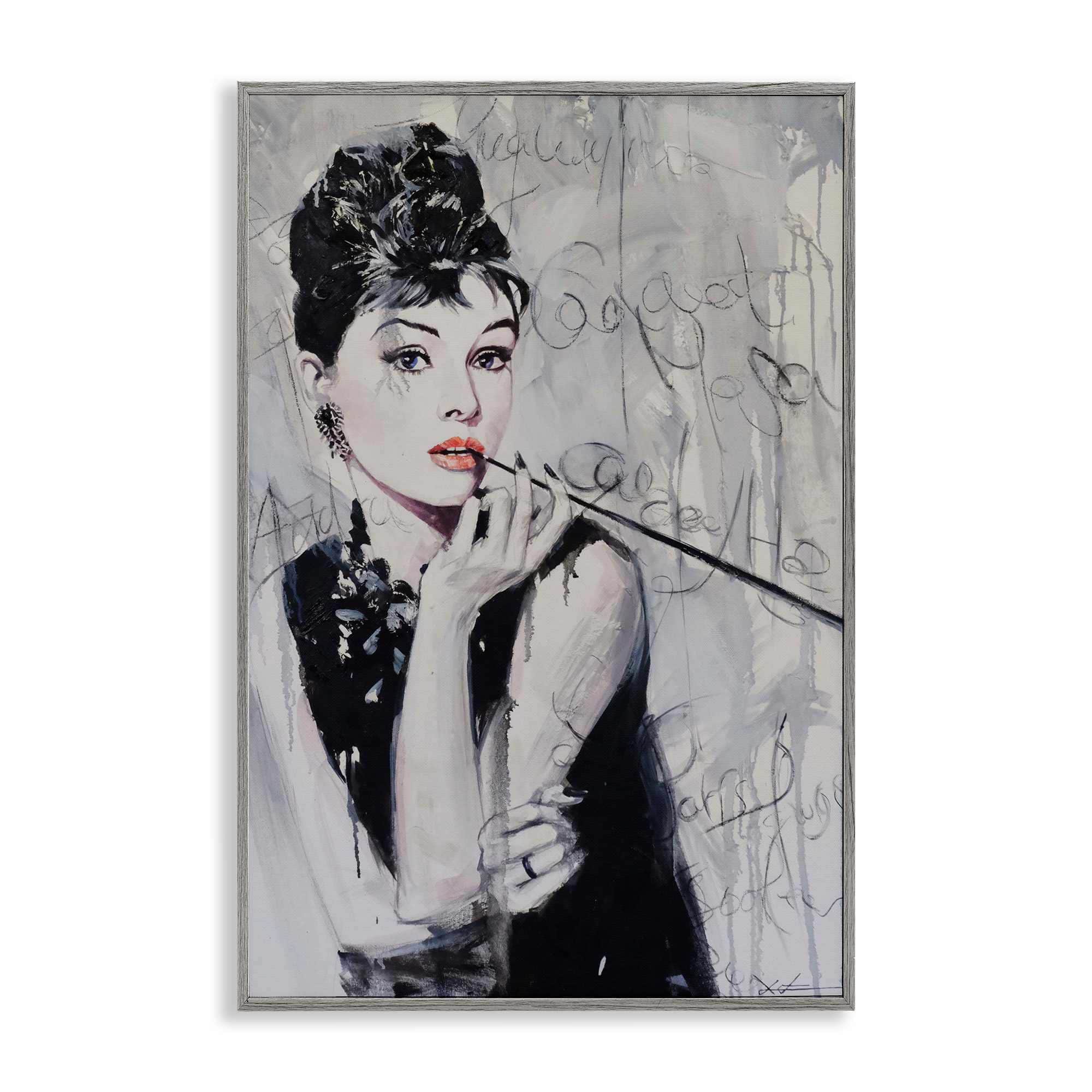 Stupell Industries Bold and Classic Audrey Gray Framed Giclee Art By ...