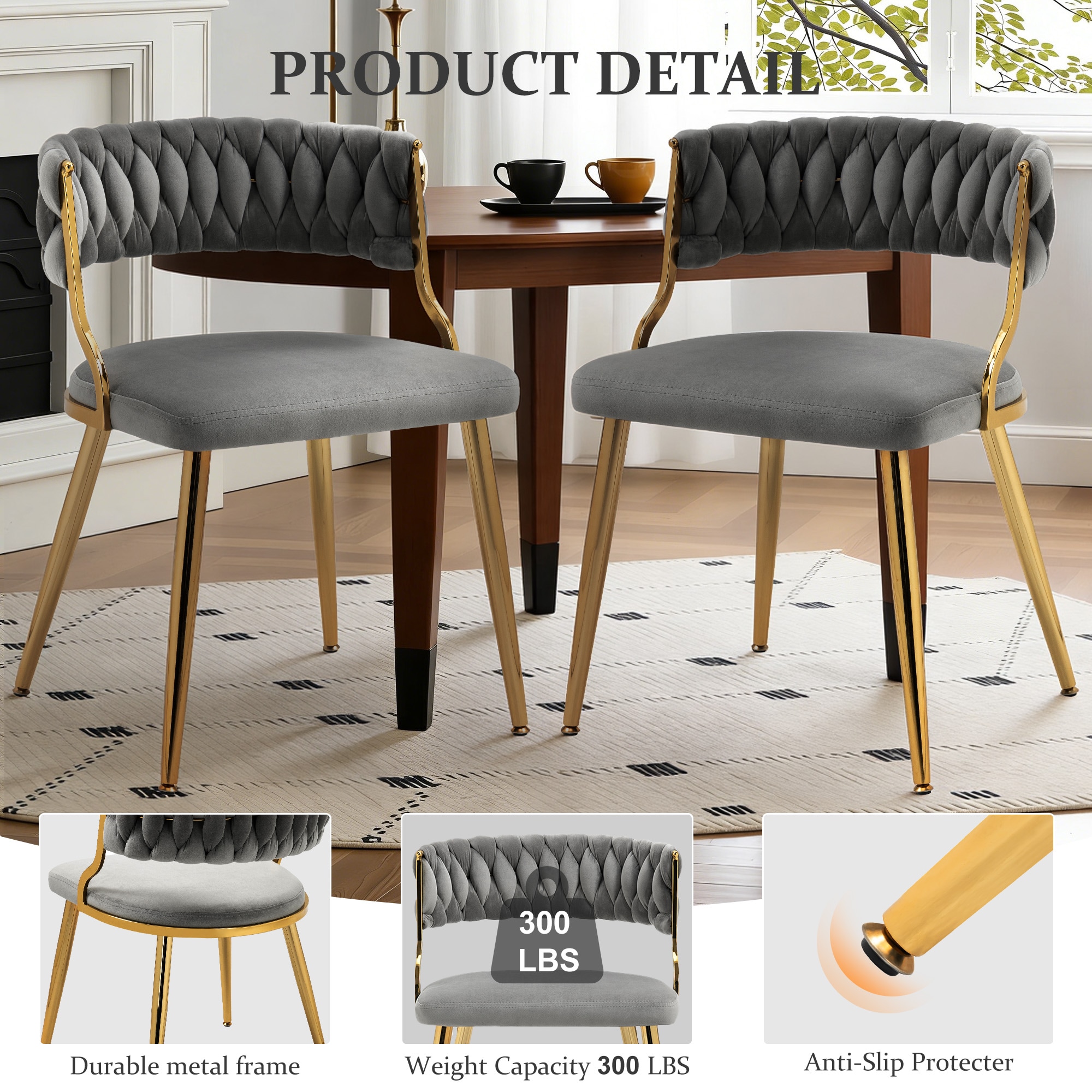 Dreamsidea Velvet Upholstered Dining Chairs - Modern Vanity Chair ...