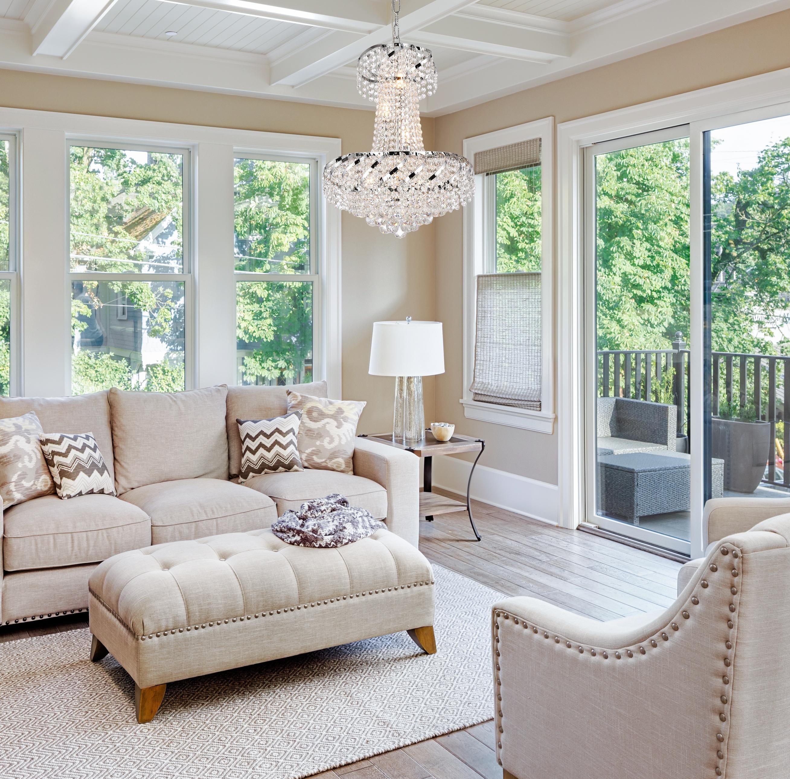 Elegant Decor Home Furnishing 6 -Light Chrome Transitional Crystal ...