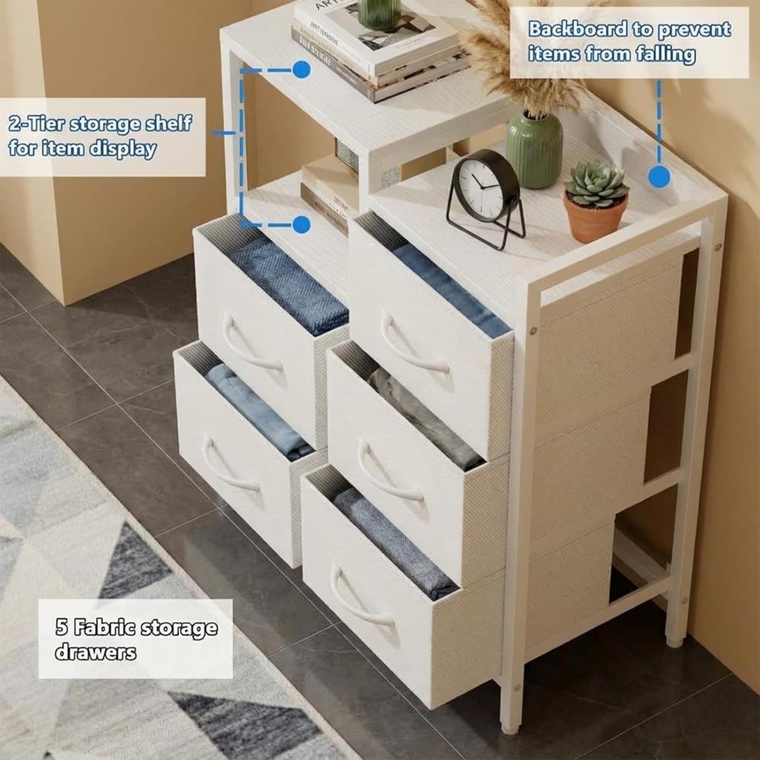 Garvee File Cabinet with Printer Stand 5 drawers and Open Storage Shelf ...