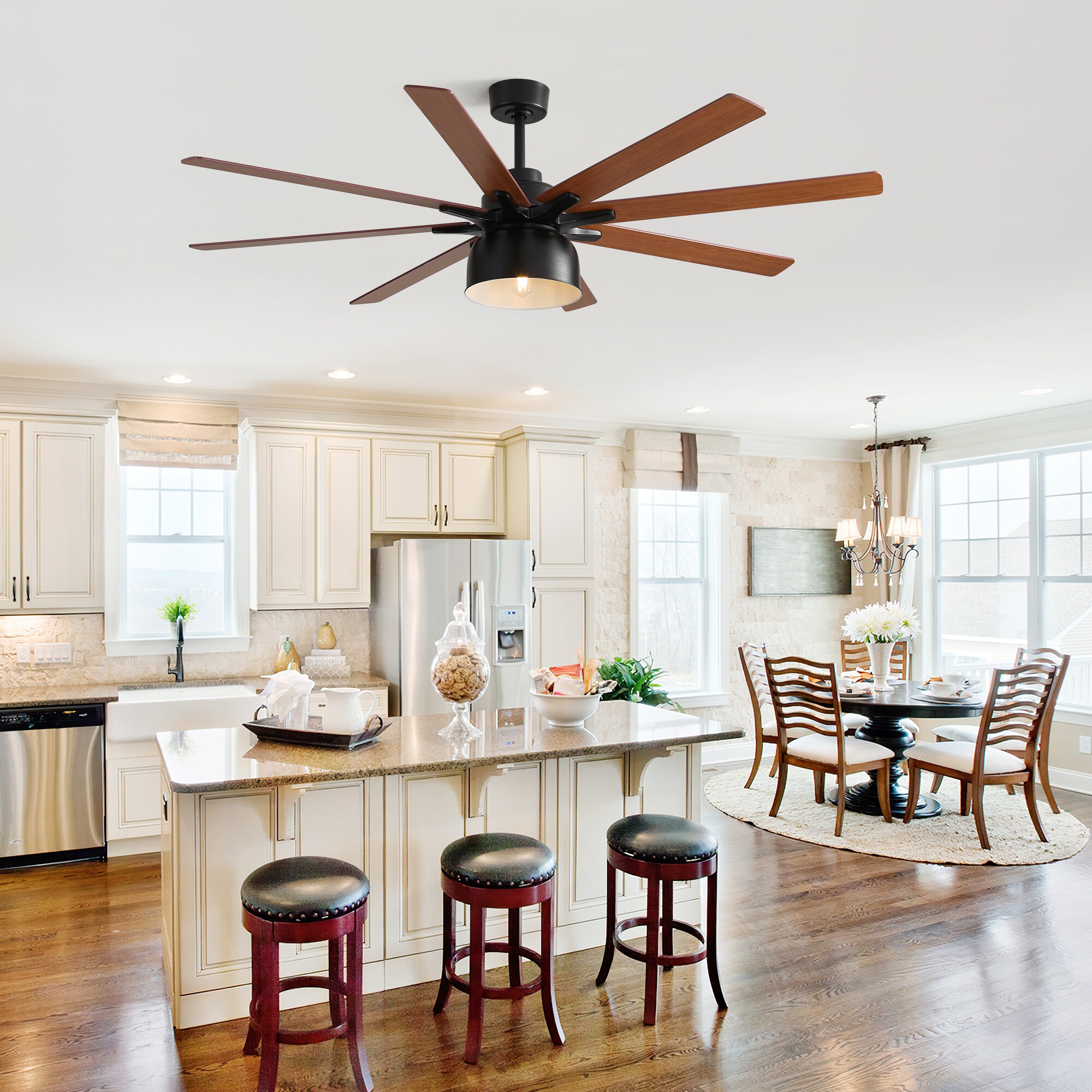 Huluwat 52 Inches Ceiling Fan With 6 speed Wind 8 Dual Colors Blades ...