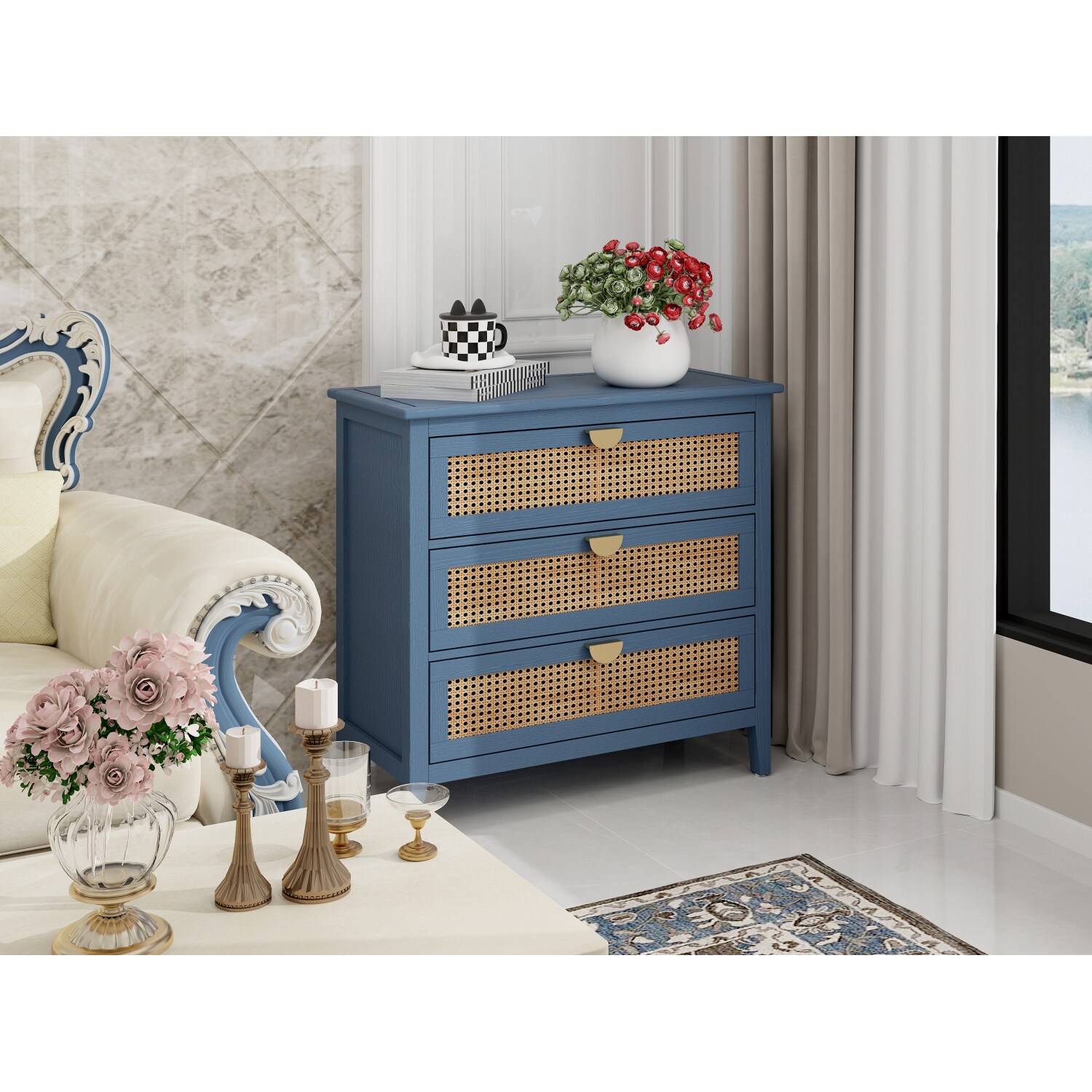 Streamdale Furniture Streamdale 3 Drawer Cabinet Natural rattan ...