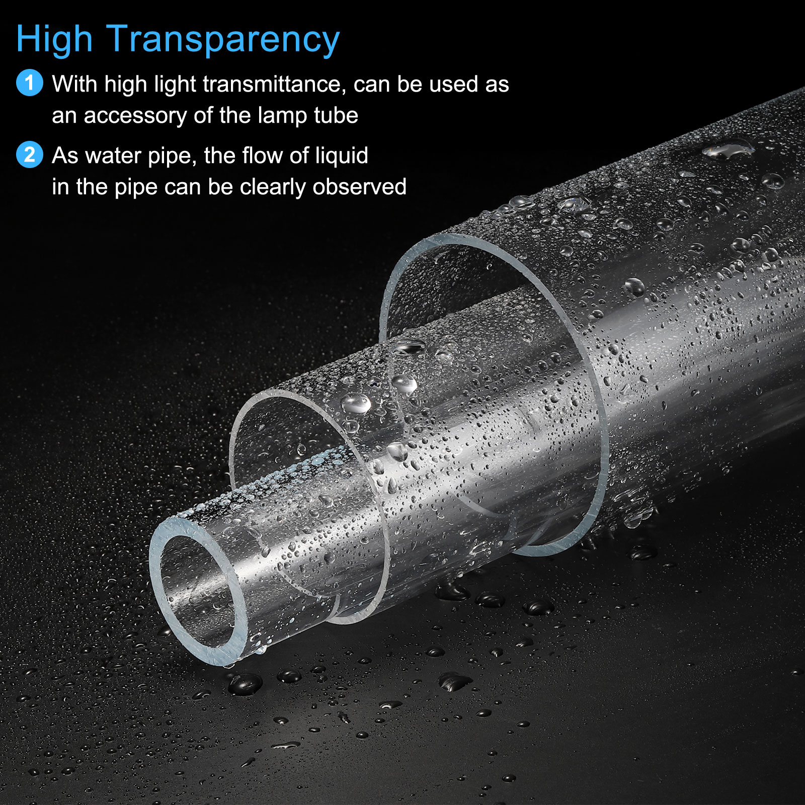 Unique Bargains 2pcs Acrylic Pipe Clear Rigid Round Tube 51mm(2-Inch ...