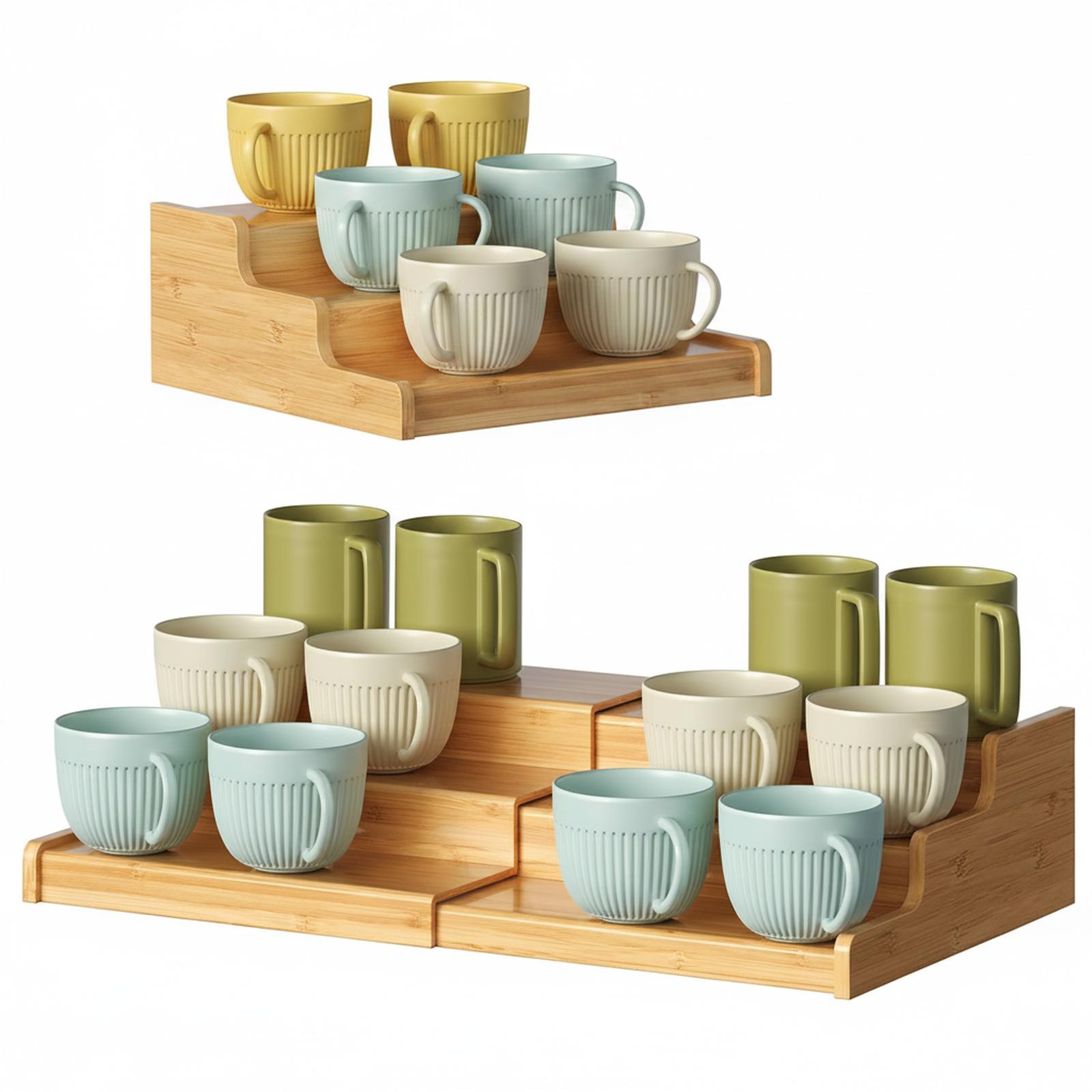 Baginizer 3-tier Expandable Mug Holder Adjustable Bamboo Countertop ...