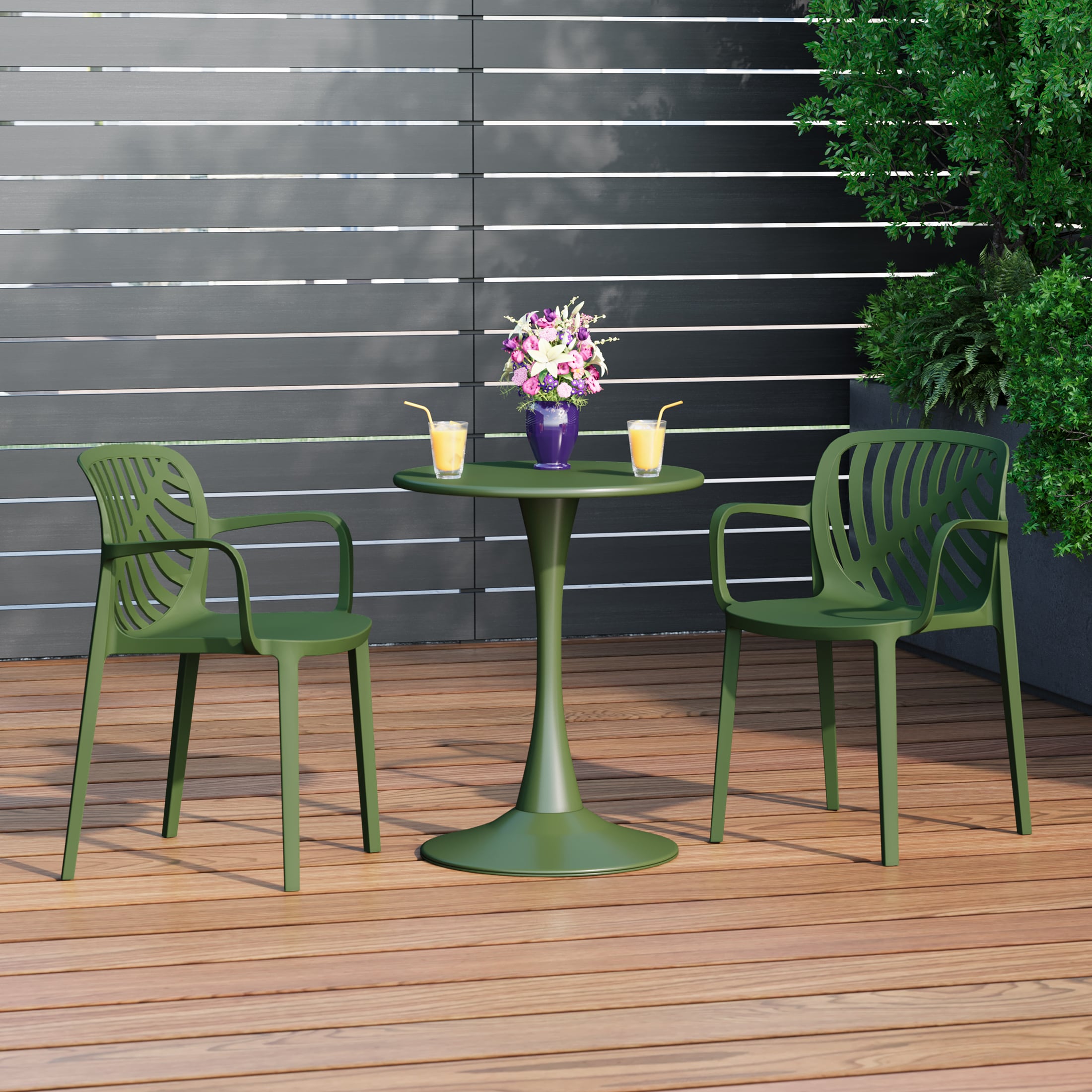 Westin Furniture FrondForm Set of 2 Stackable Olive Green Plastic Frame ...