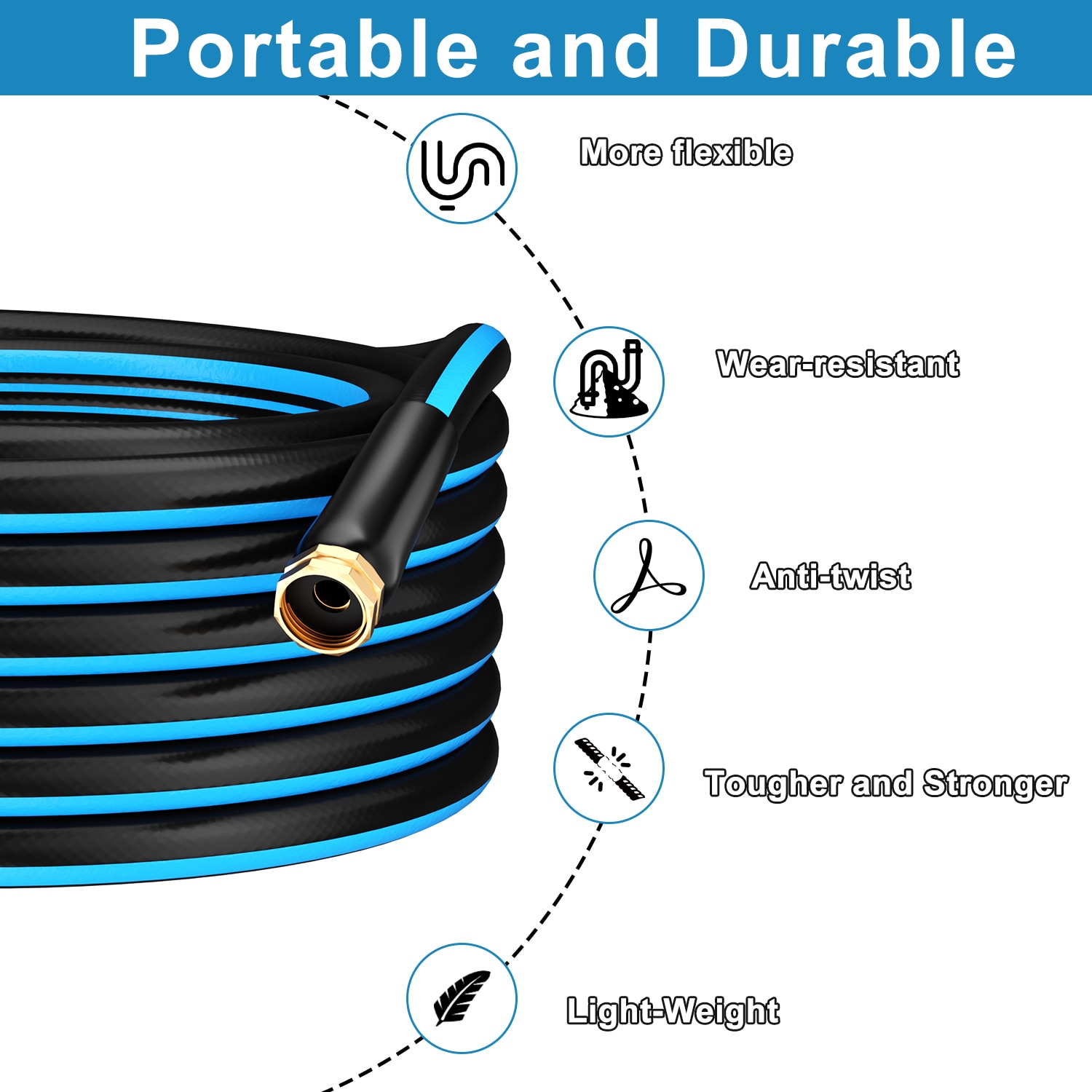 Feihu 75ft 5/8" PVC Garden Hose 5/8-in x 75-ft Heavy -Duty Kink Free ...